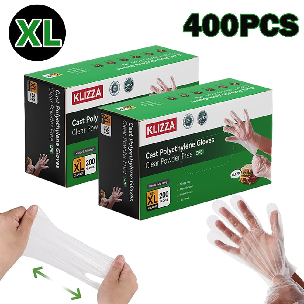 400PCS Clear Disposable CPE Food Prep Gloves, Food Grade, Waterproof ...