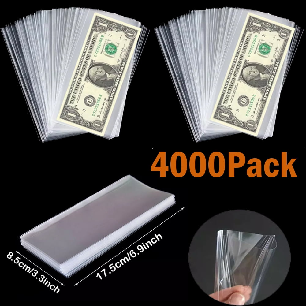 400PCS Currency Sleeves Bill Holder Plastic Paper Money Holders for ...