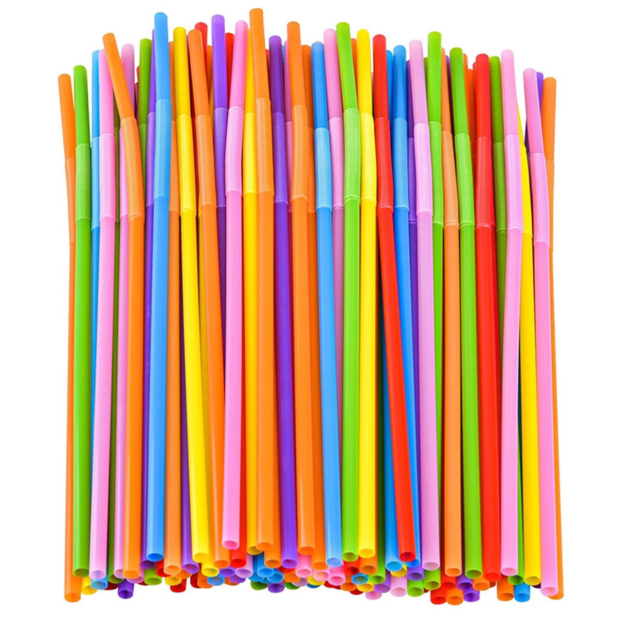 400PCS Flexible Plastic Straw,Colorful Disposable Bendy Party Fancy ...