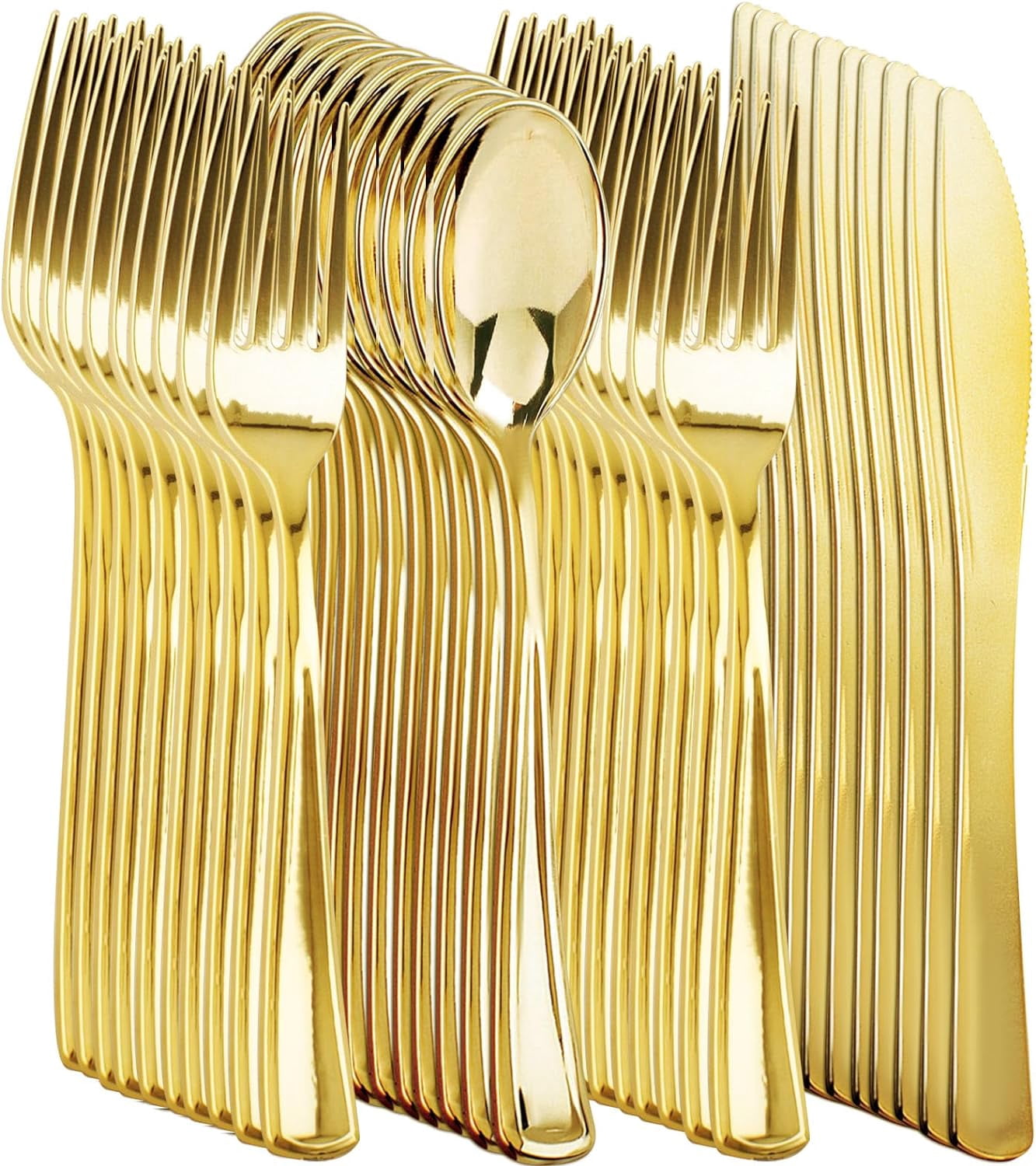 400PCS Gold Plastic Silverware – 200 Forks, 100 Spoons, 100 Knives ...