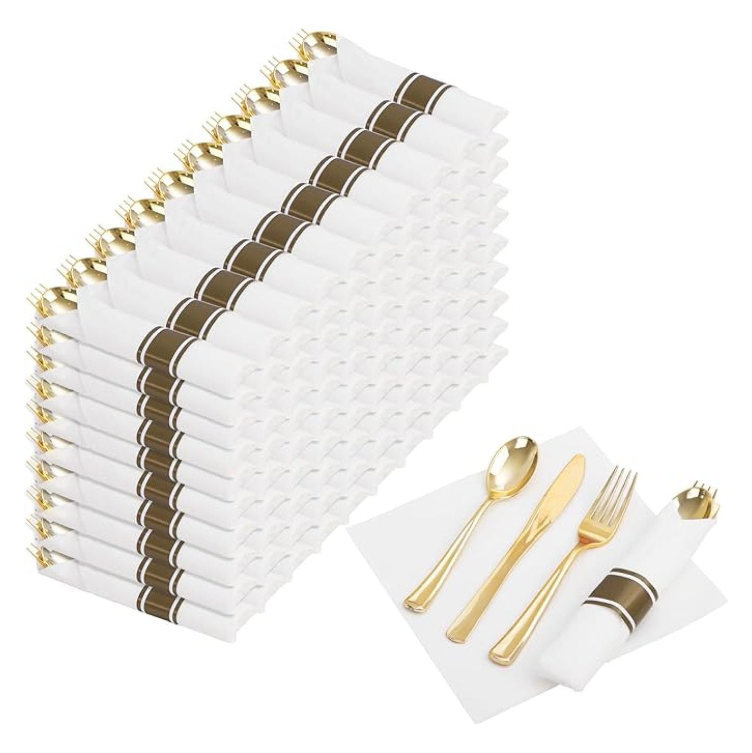400PCS Pre Rolled Plastic Silverware Sets - Heavy Duty Cutlery ...