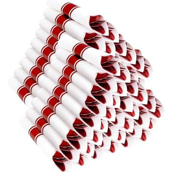 400PCS Pre Rolled Red Plastic Silverware Sets - Heavy Duty Red Cutlery ...