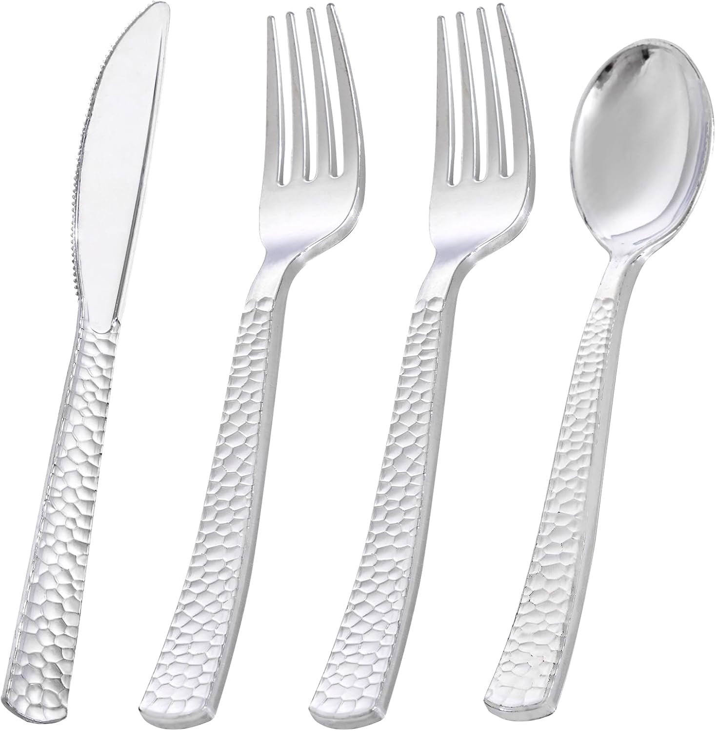 400PCS Silver Plastic Silverware - Single-Use Silverware, Heavy Duty ...