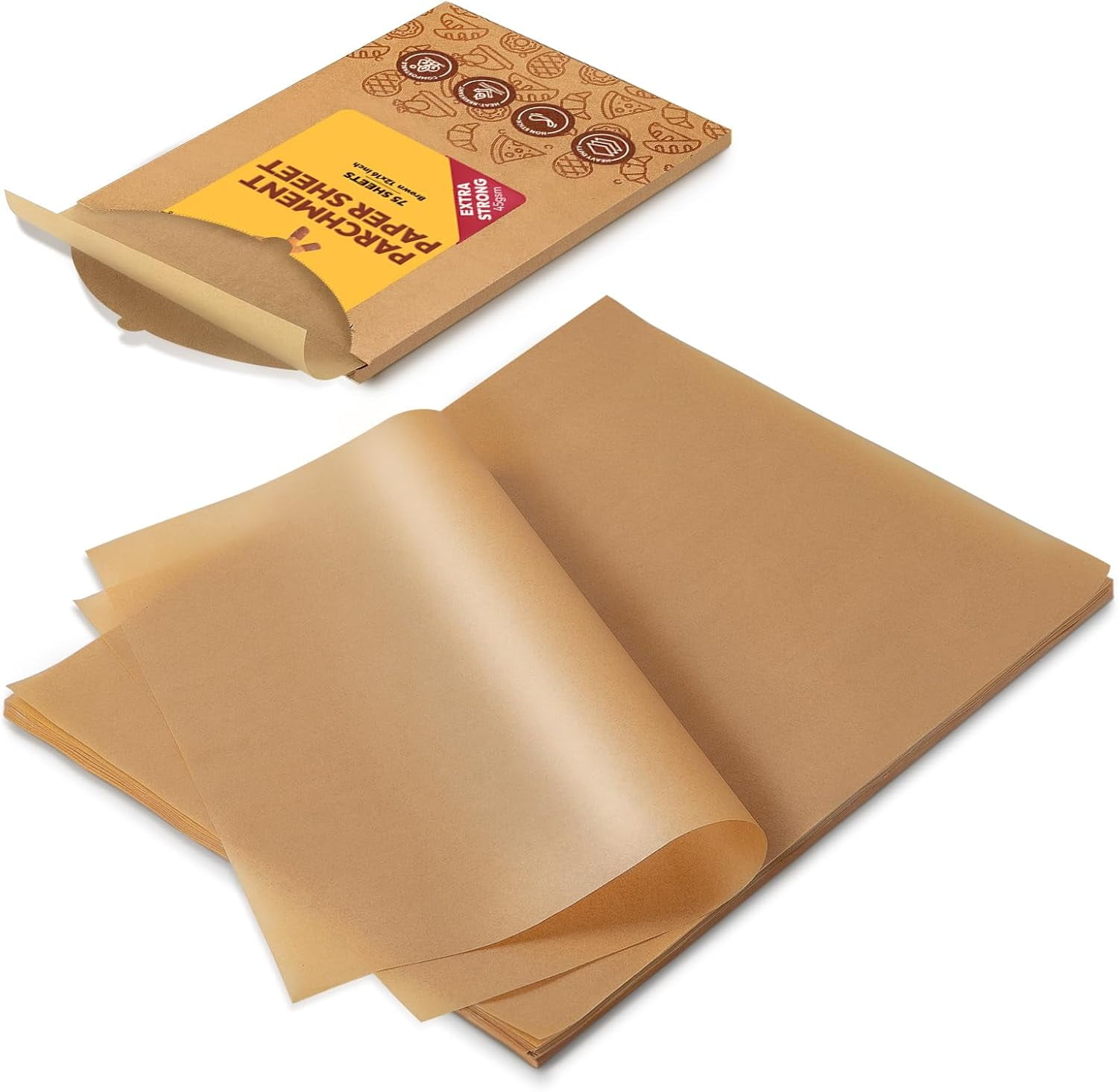 400PCS Unbleached Parchment Paper Sheets, 12 x 16 IN Pre-Cut Baking Parchment, Heavy Duty Non ...