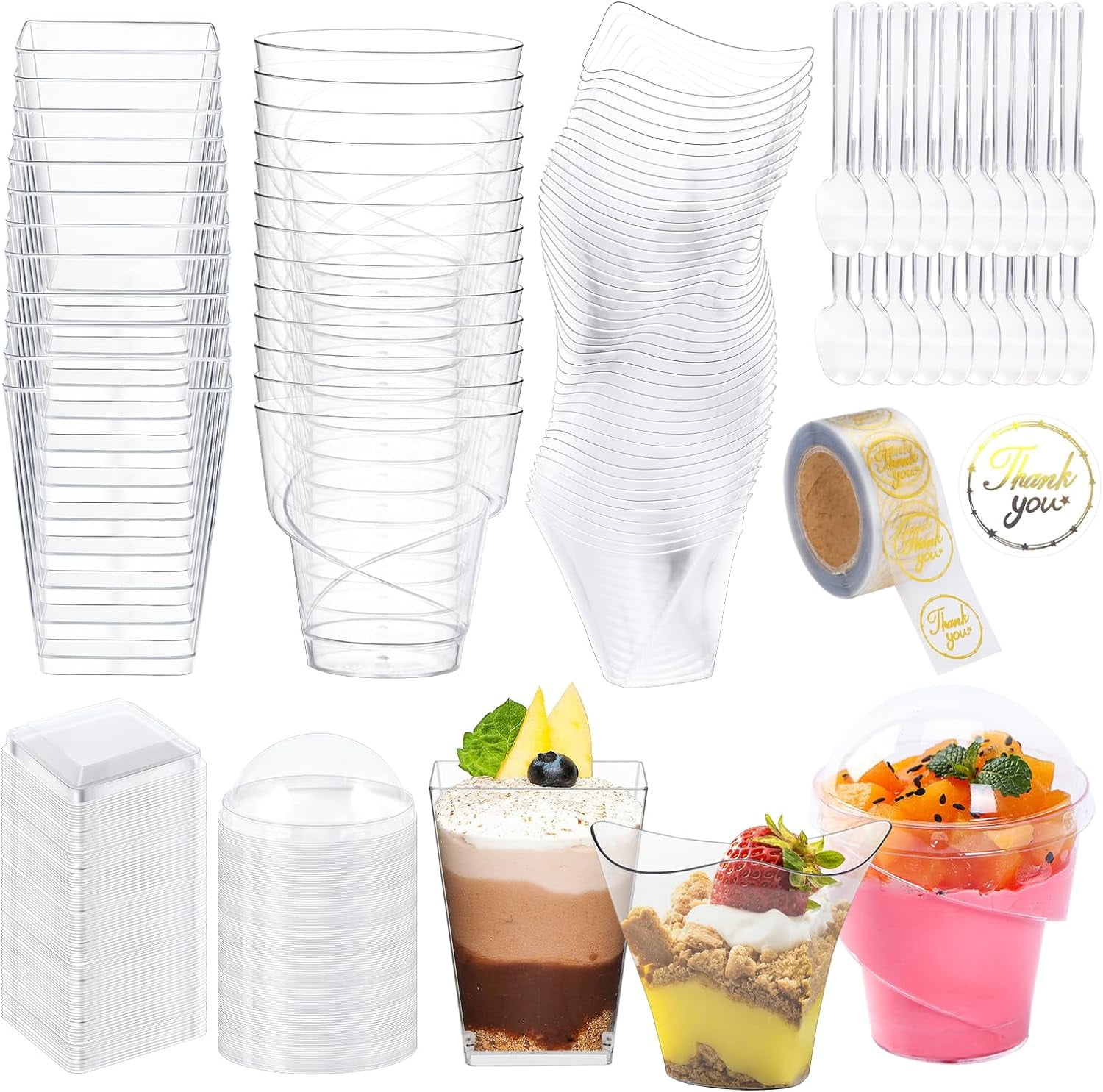 400Pack 5oz Plastic Dessert Cups with Lids and Spoons Mini Yogurt ...