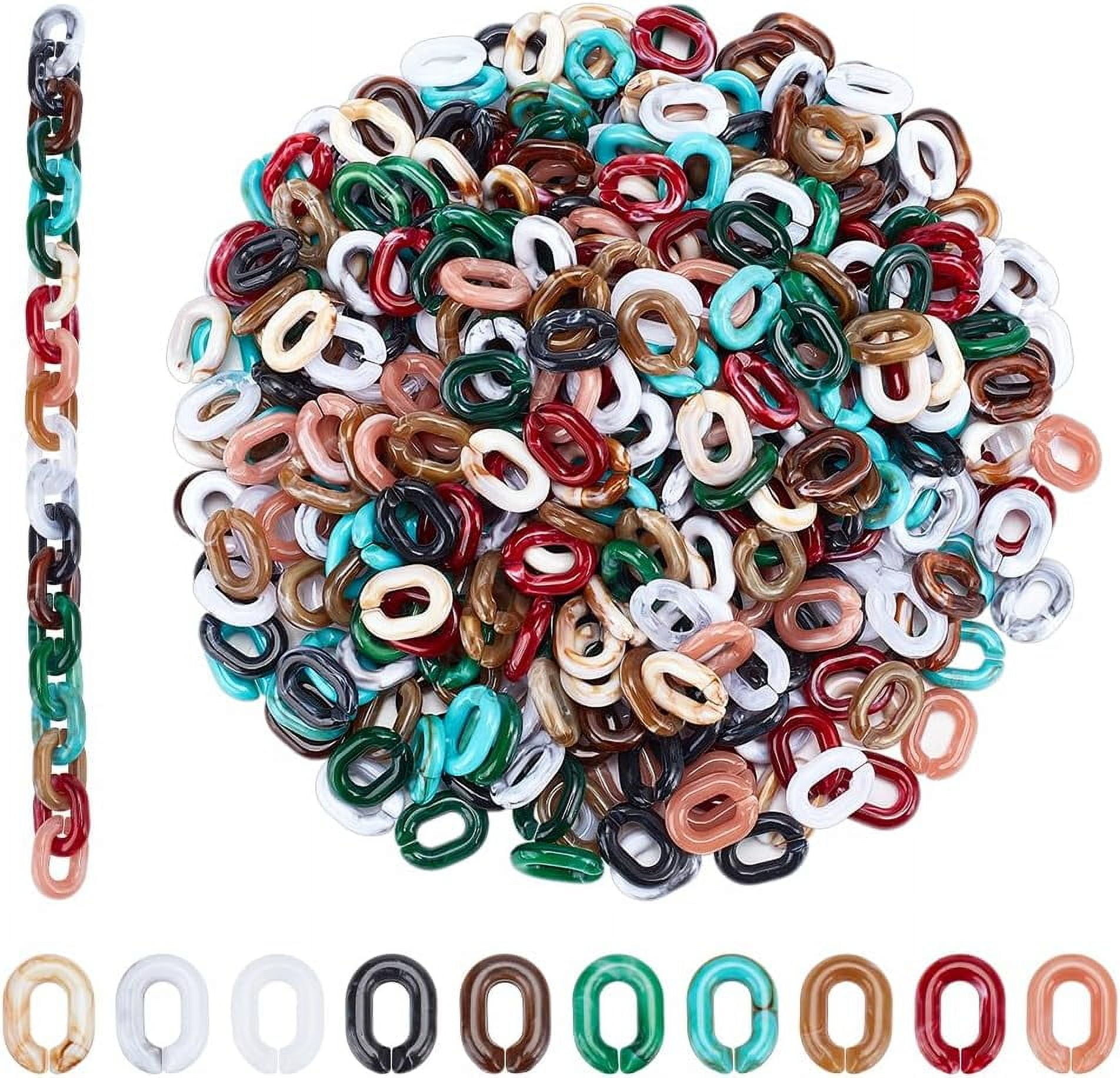 400Pcs 10 Colors Acrylic Linking Rings Oval Linking Chain Rings ...