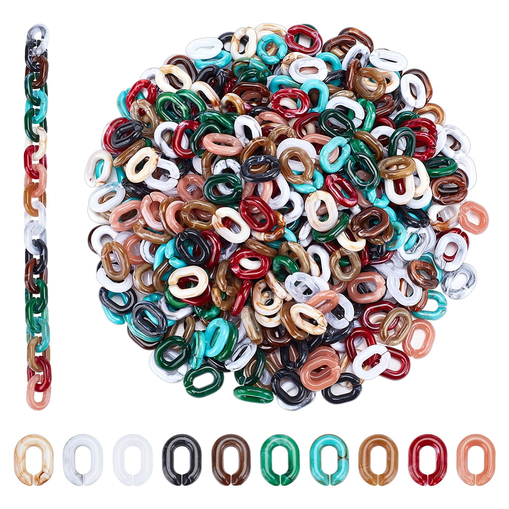 400Pcs 10 Colors Acrylic Linking Rings Oval Linking Chain Rings ...