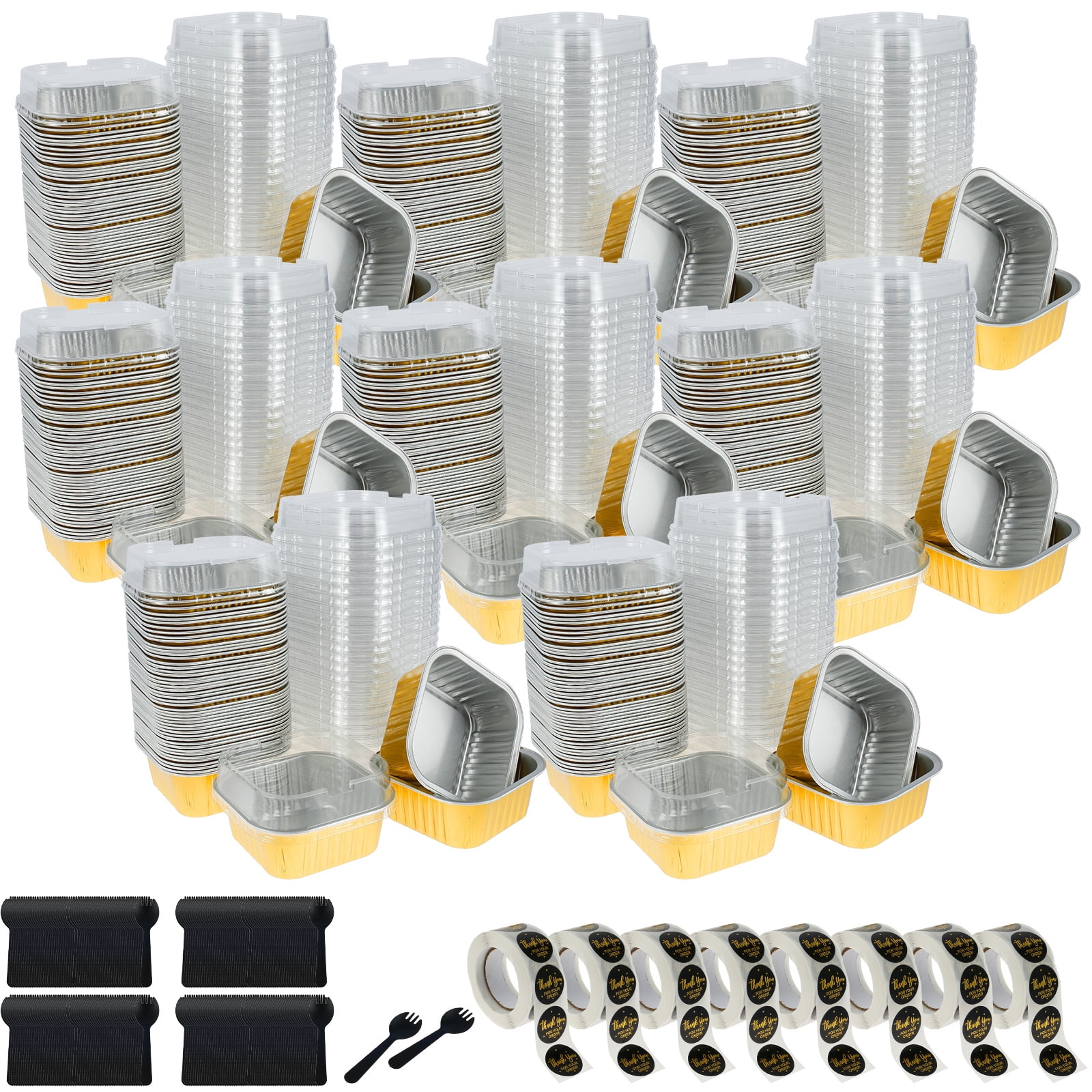 400Pcs 150ml Aluminum Foil Cupcake Cups With Clear Lids Non Stick Mini ...