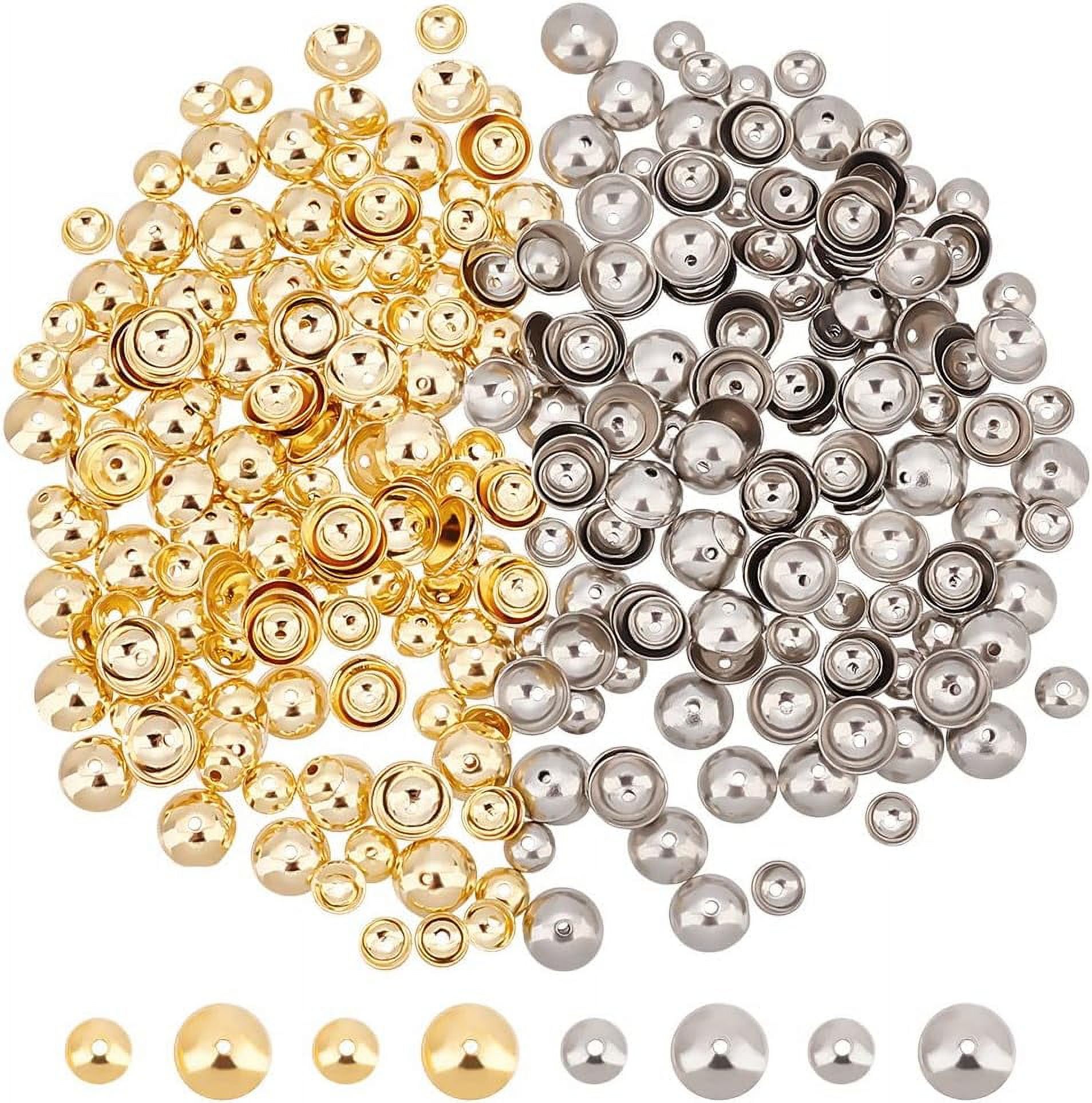400Pcs 2 Colors Apetalous Flower Bead Caps 4~6mm 304 Stainless Steel ...