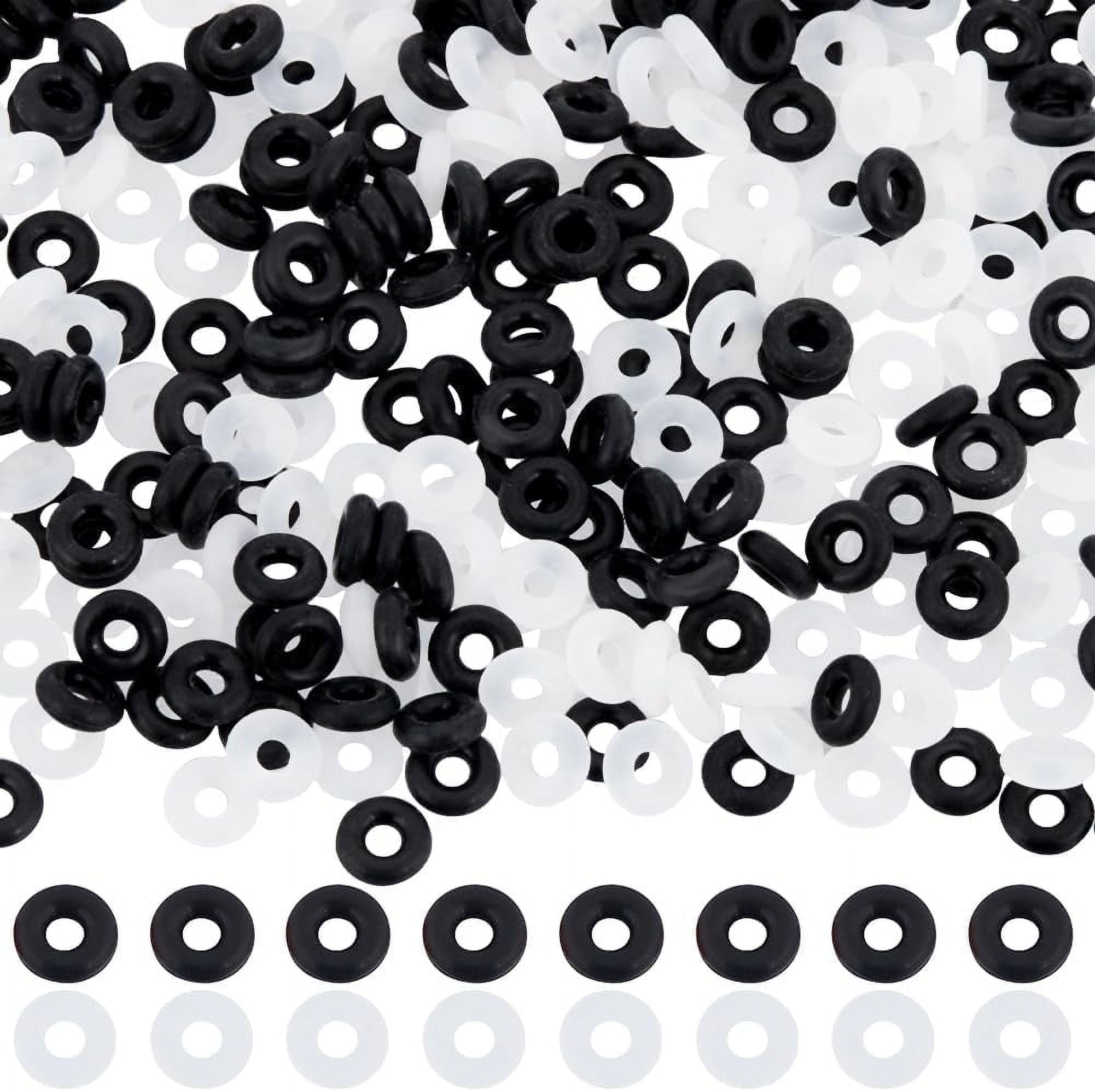 400Pcs 2 Colors Rubber O Rings Donut Spacer Beads Fit European Clip ...