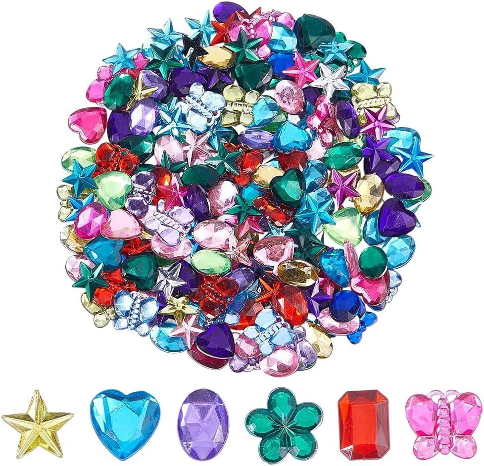 400Pcs 2 Style Acrylic Star Rhinestones Flatback Colorful Rhinestones ...