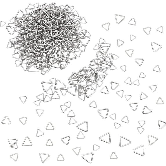 400Pcs 4 Styles 201 Stainless Steel Triangle Open Jump Rings Pinch Clip ...