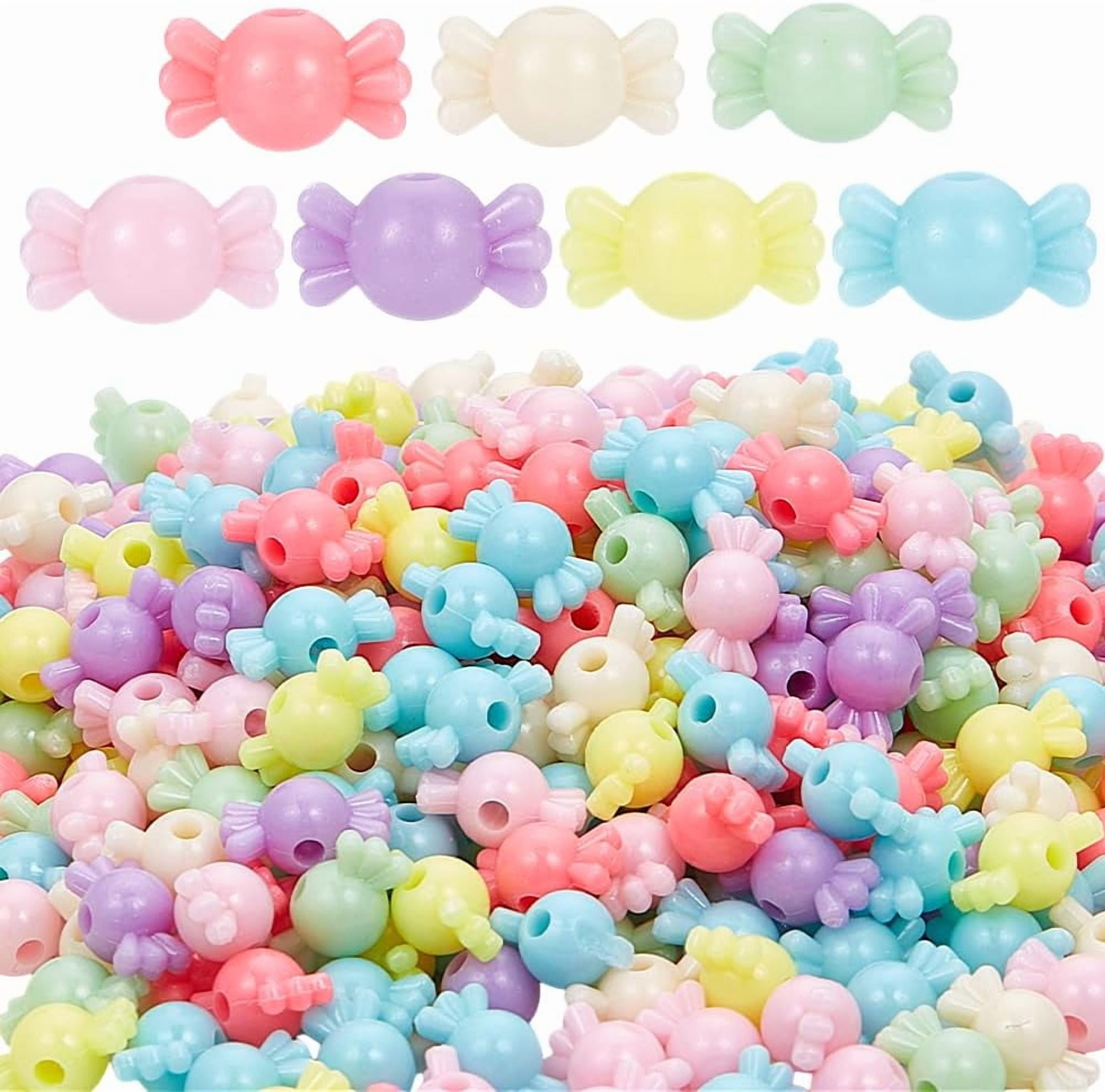 400Pcs Acrylic Candy Beads Food Bead Bulk Colorful Opaque Kawaii Foods ...