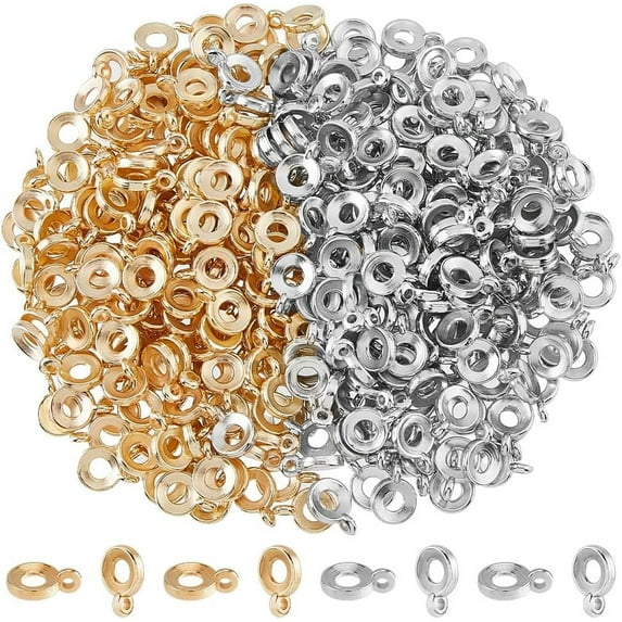 400Pcs Bail Bead 8mm Wide Hanger Bead CCB Plastic Charm 3mm Bail Tube ...