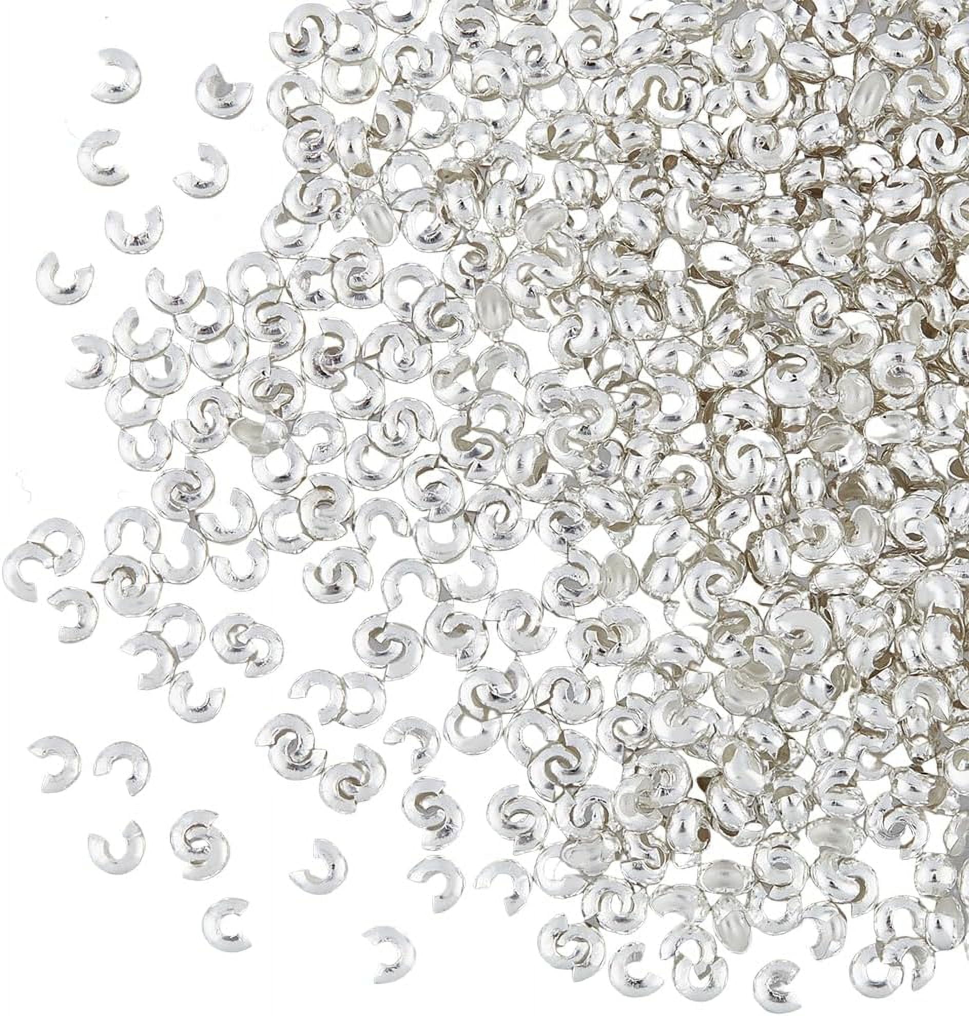 400Pcs Crimp Beads Covers Silver Half Round Open Knot Covers Curling ...