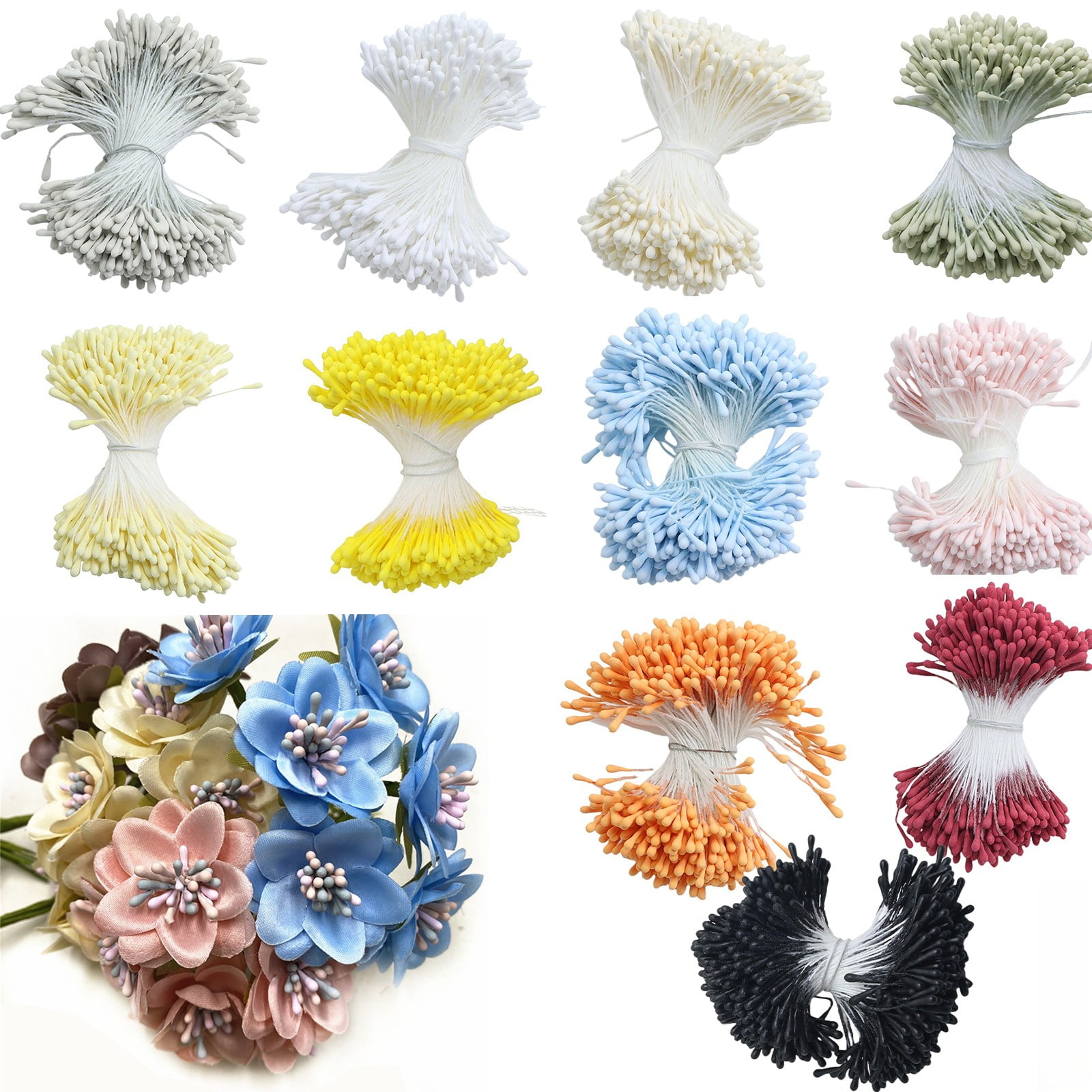 400Pcs Flower Stamens for Crafts, 2mm Artificial Pearl Floral Pistil ...