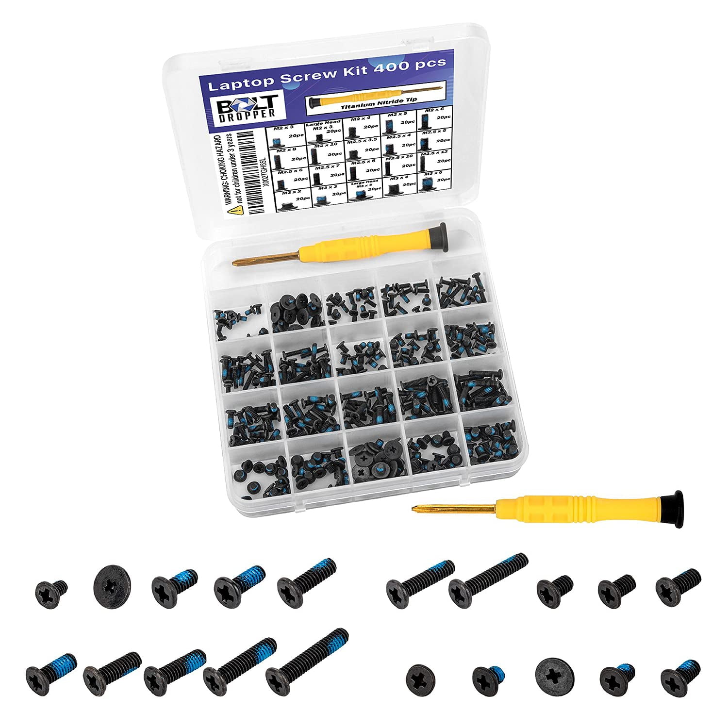 400pcs Laptop Screws W Blue Nylok 20 Sizes Titanium Nitride Screw