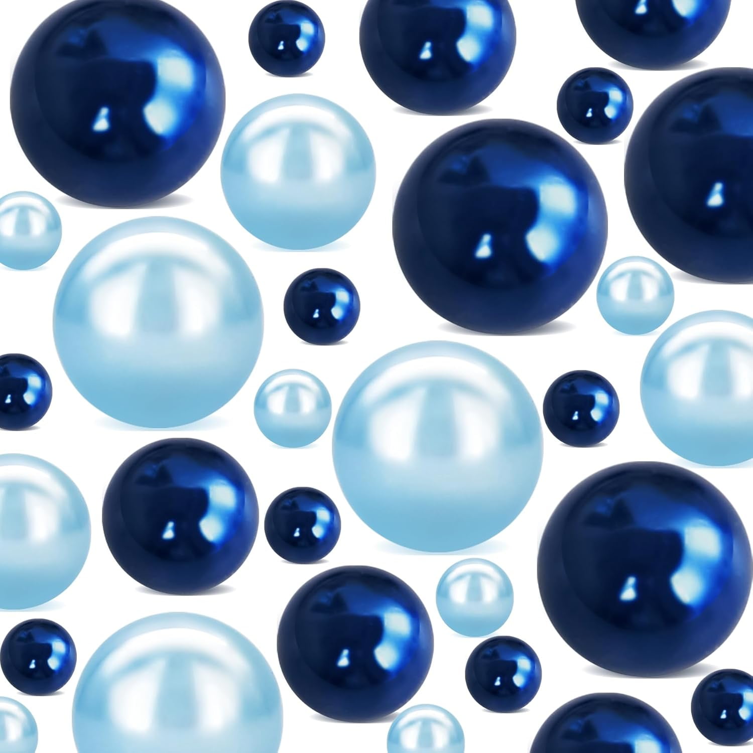 400Pcs Navy&Light Blue Pearl Vase Filler Beads, No Hole Faux Pearls ...