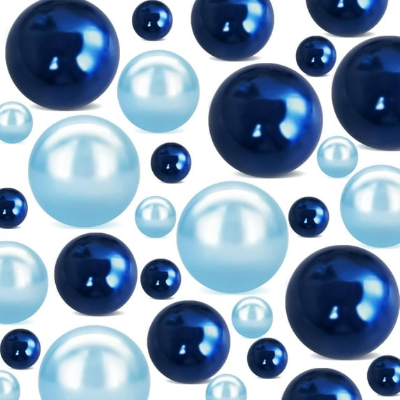 400Pcs Navy&Light Blue Pearl Vase Filler Beads, No Hole Faux Pearls ...