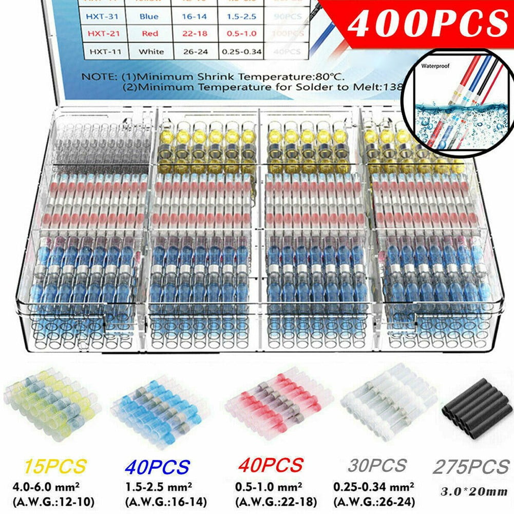 400Pcs Solder Seal Wire Connectors Heat Shrink Solder Butt Insulated ...