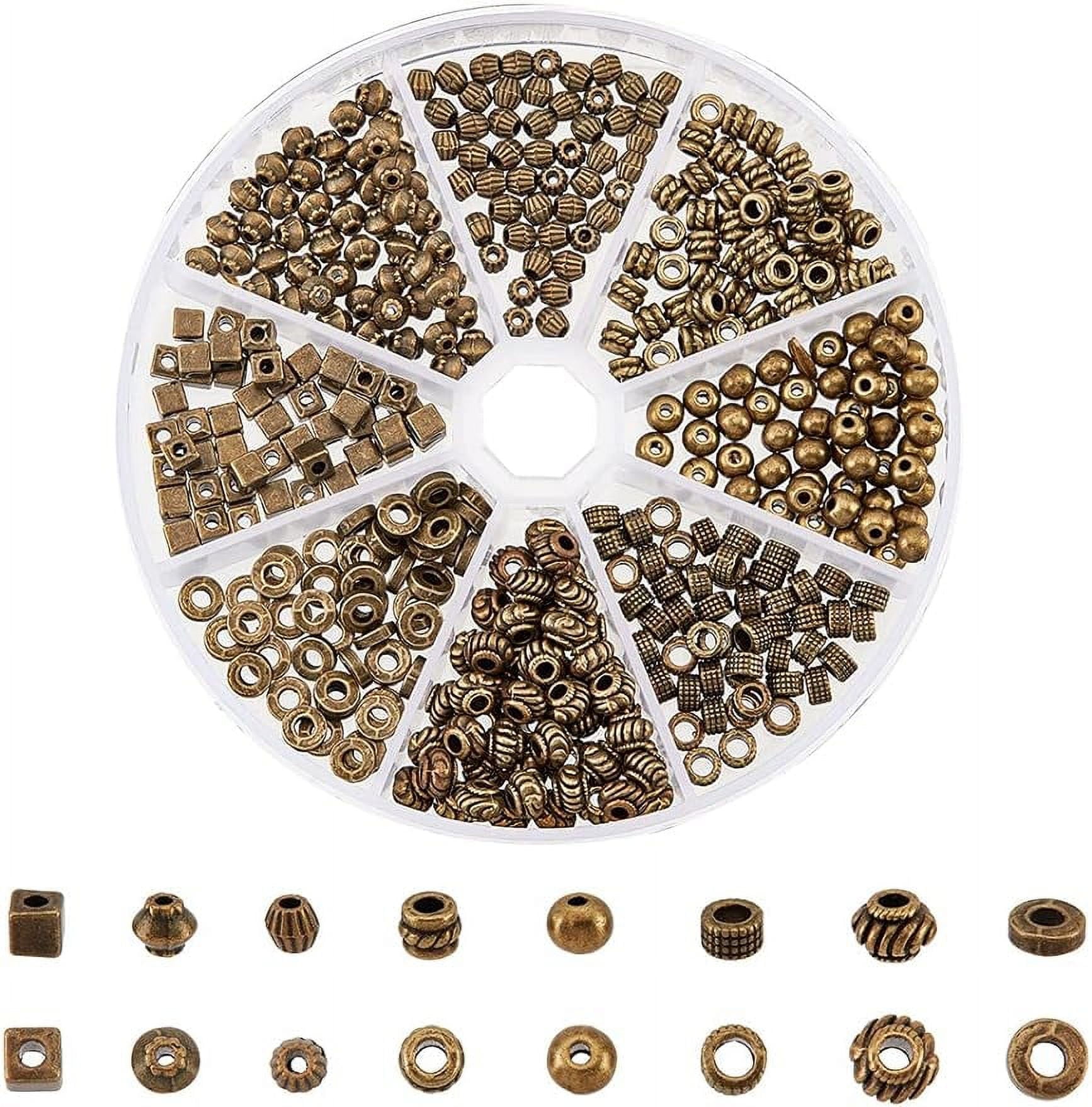 400Pcs Tibetan Style Alloy Spacer Beads 8 Styles Mixed Metal Bead Round ...