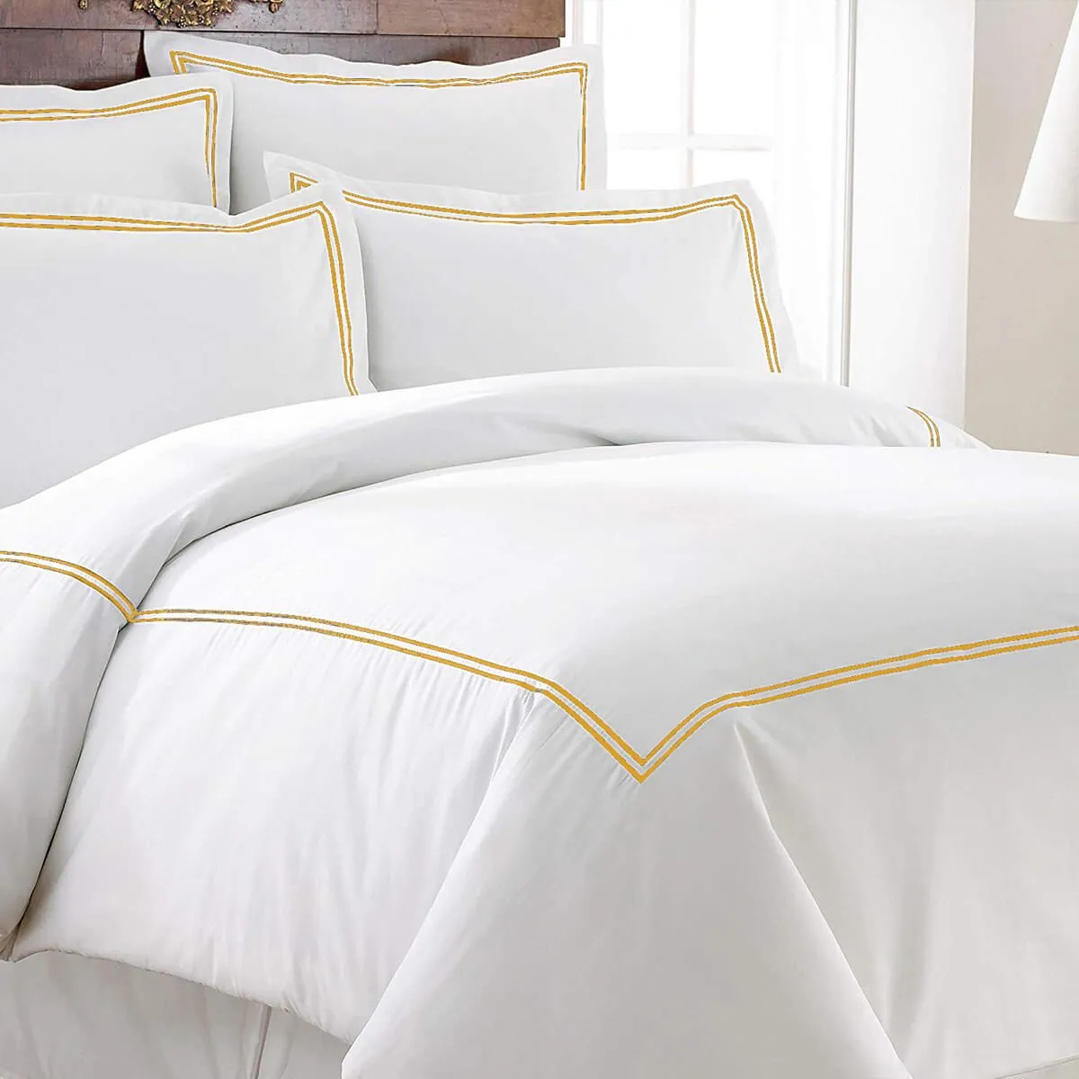 400TC Cotton Double Embroidery Sateen Solid Duvet Cover Set - Walmart.com