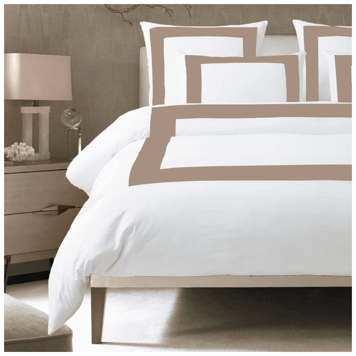 400TC Cotton Sateen Border Frame Duvet Cover set Full/Queen 88"x88" 1 ...