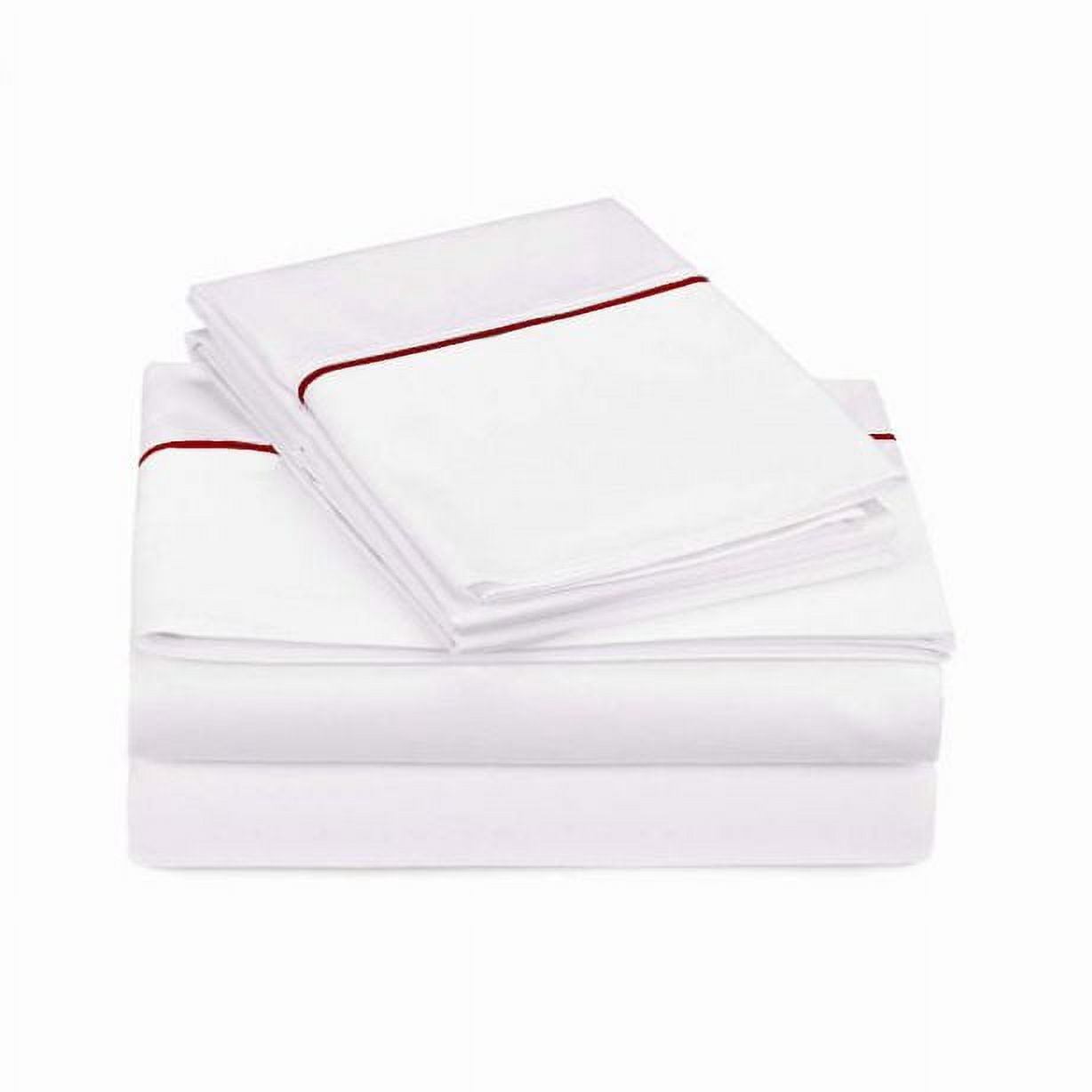 400TC Single Line Embroidery Sateen Solid Cotton Twin Sheet Set ...