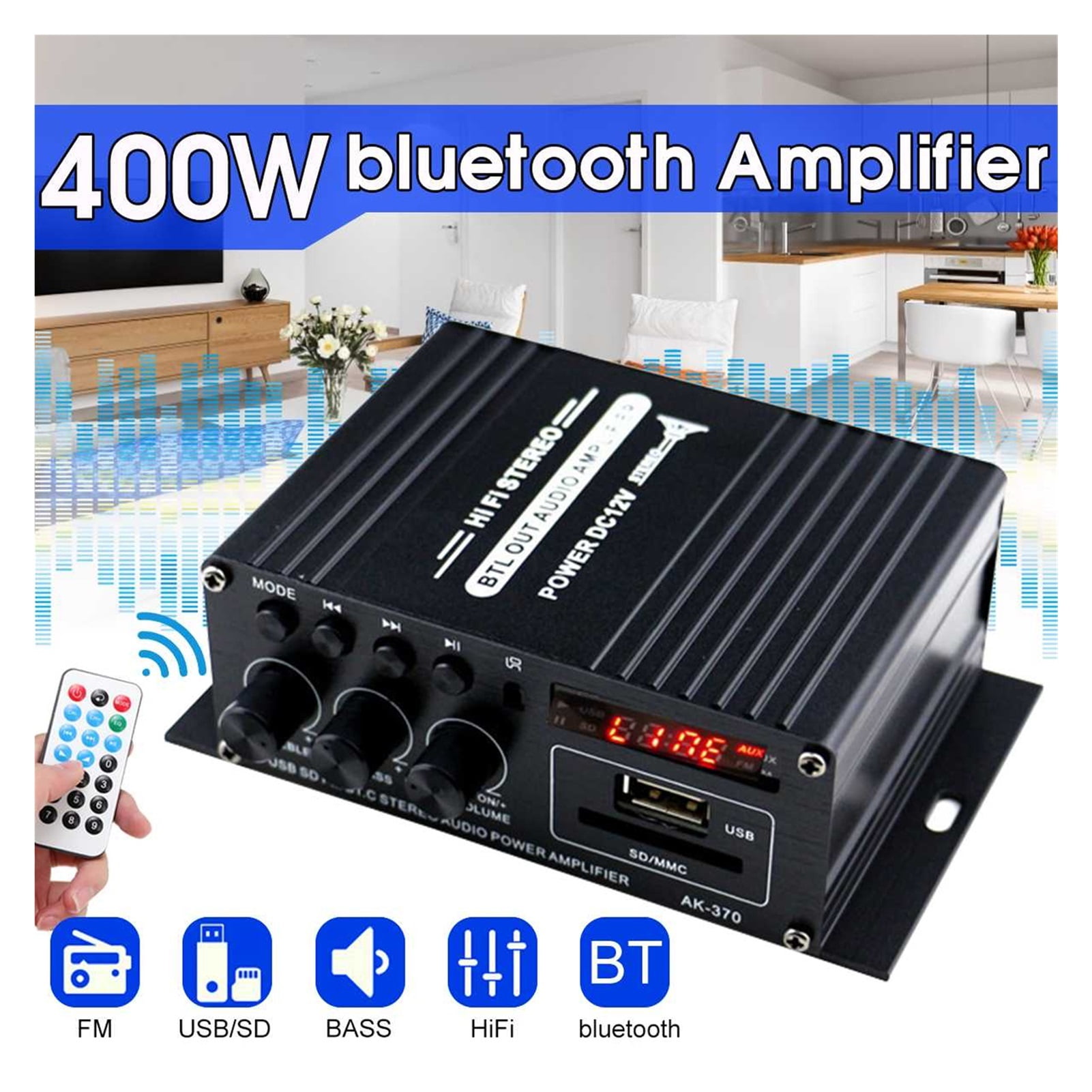 400W 2*200W Stereo Hifi Car Home Subwoofer Car Audio Car Amplifier Amp ...