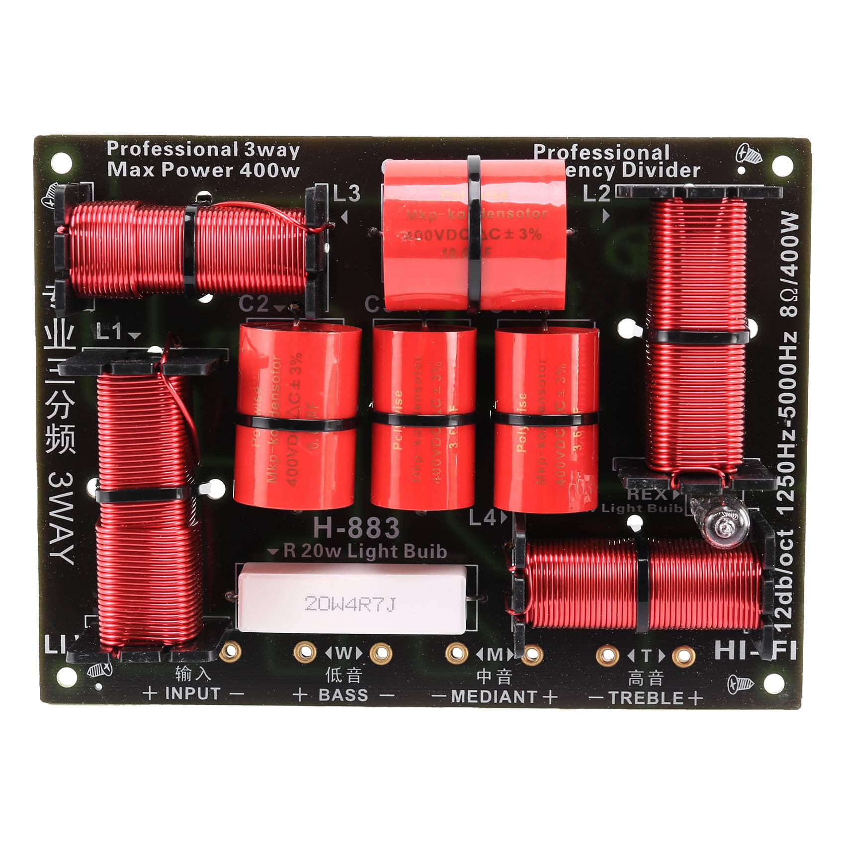 400W 3 Way Crossover Divider Hifi Tweeter Woofer Speaker Crossover ...