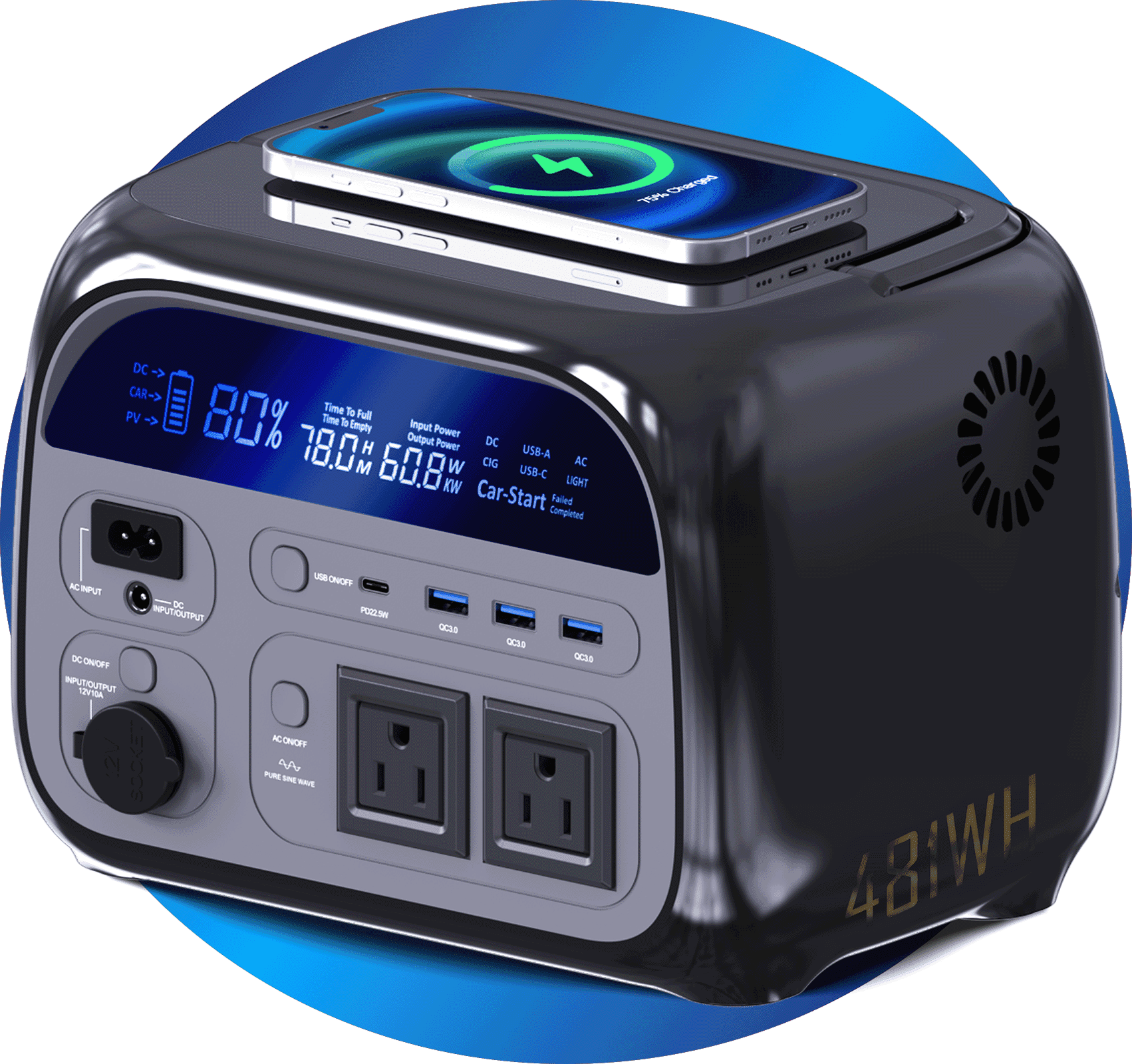 400W/500W/600W Portable Power Station - 481Wh/500Wh Mobile Power Supply ...