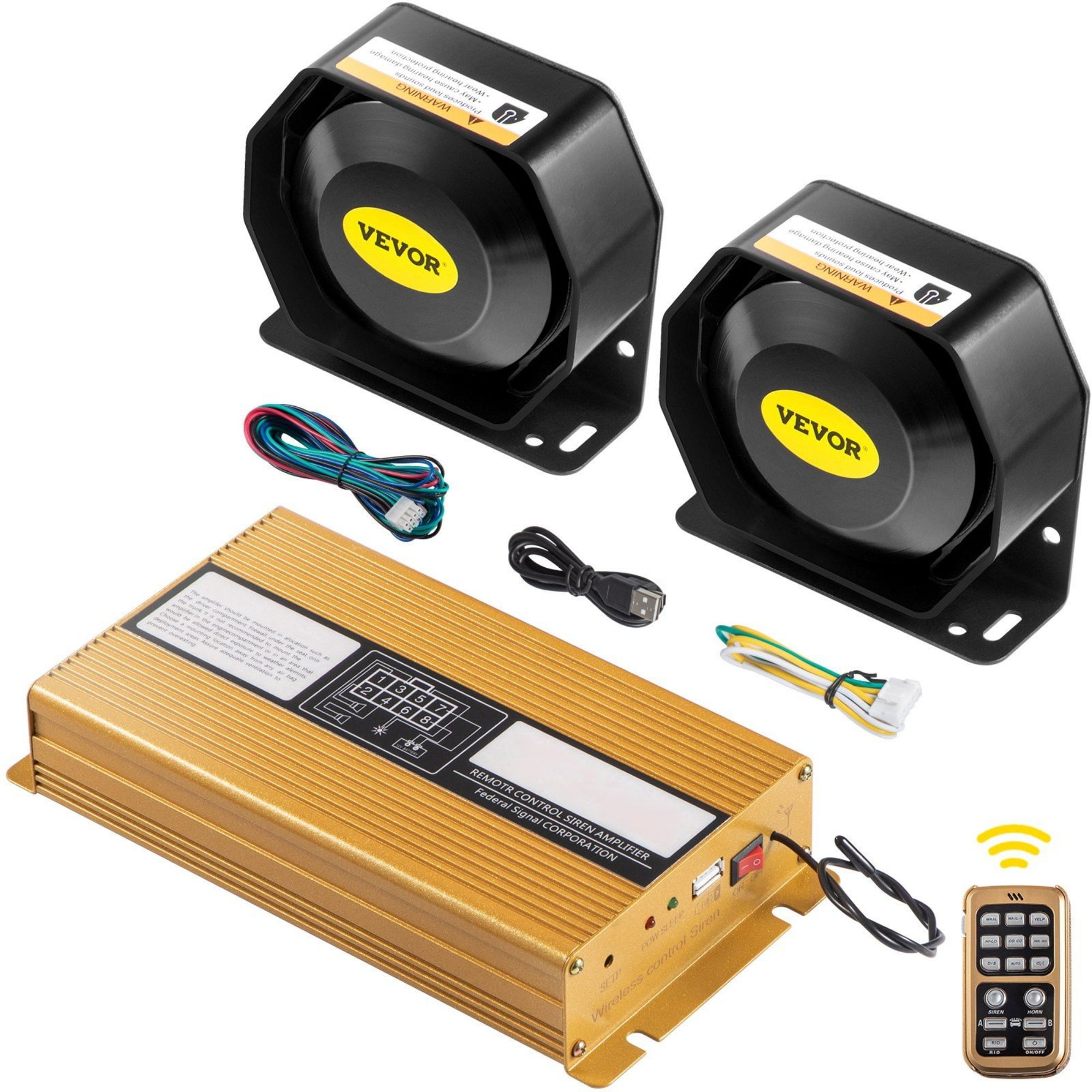 400W 8 Sound Loud Car Warning Alarm Police Fire Horn PA Speaker MIC ...