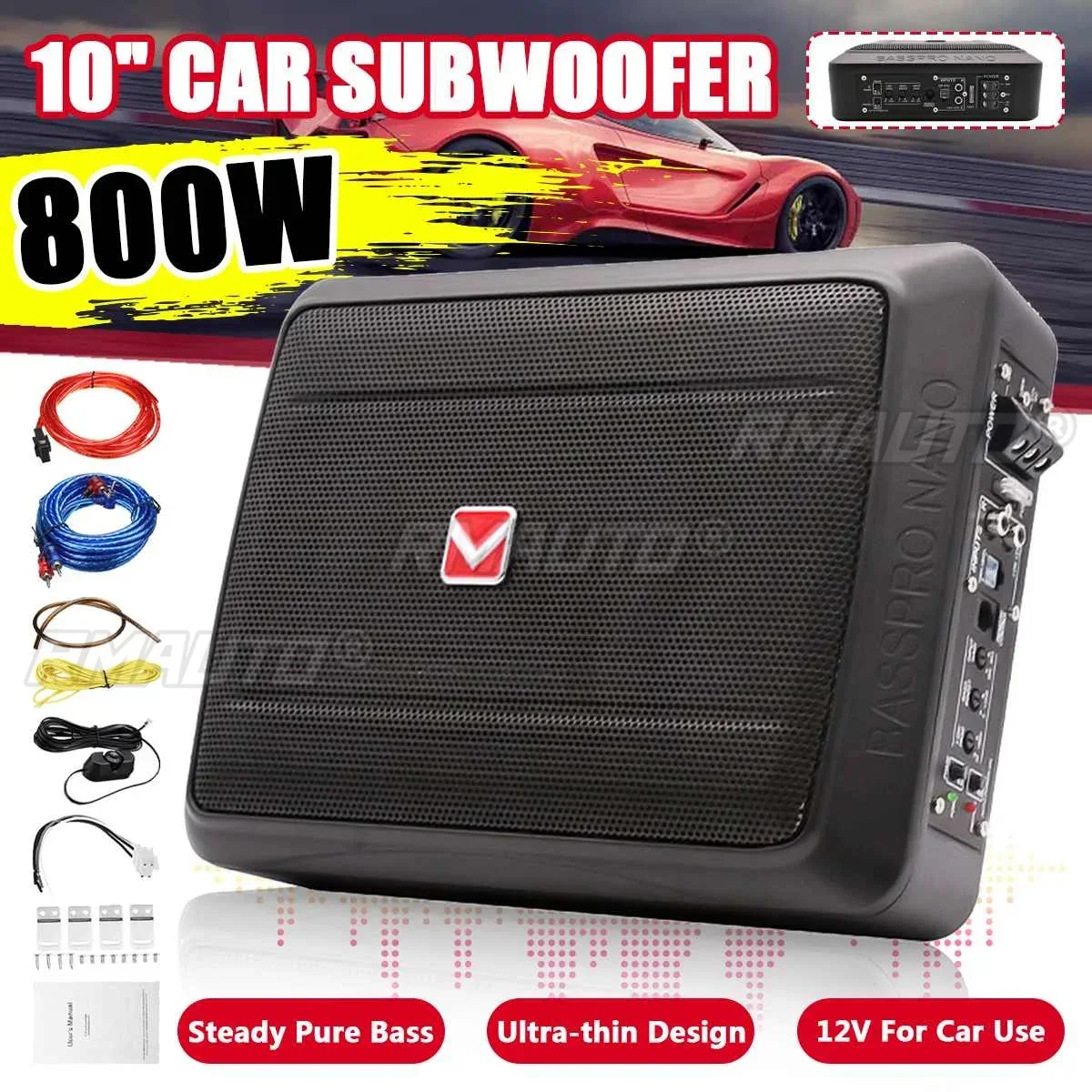 400W/800W 8/10/15 Inch Ultra thin Subwoofer Car Active Subwoofer Audio ...