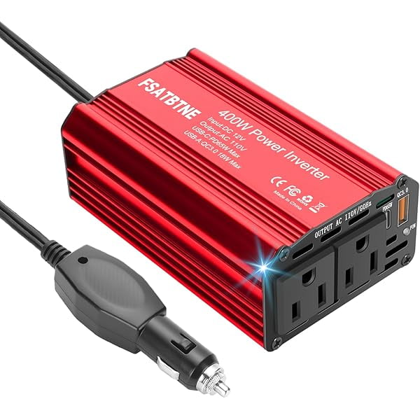 400W Power Inverter, 1994 DC 12V to 110V AC Car Plug Adapter Outlet ...