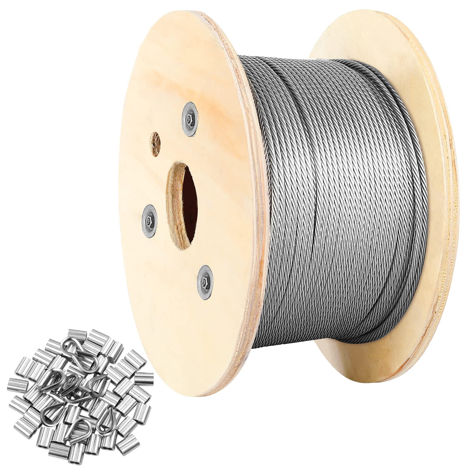 400ft Thickened 1/8" Wire Rope, Stainless Steel 316 Aircraft Wire Rope for Yard Zipline, Deck ...