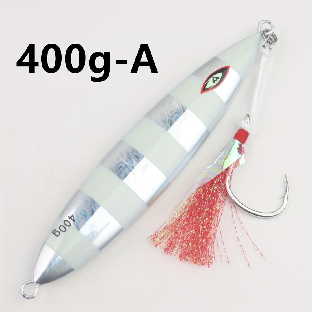 400g Glow Metal Jigging Fishing Lure with Hook, Slow Pitch Artificial ...