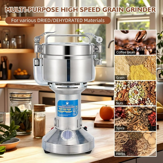 400g Grain Mill Grinder Electric, High Speed 1650W Commercial Safety ...