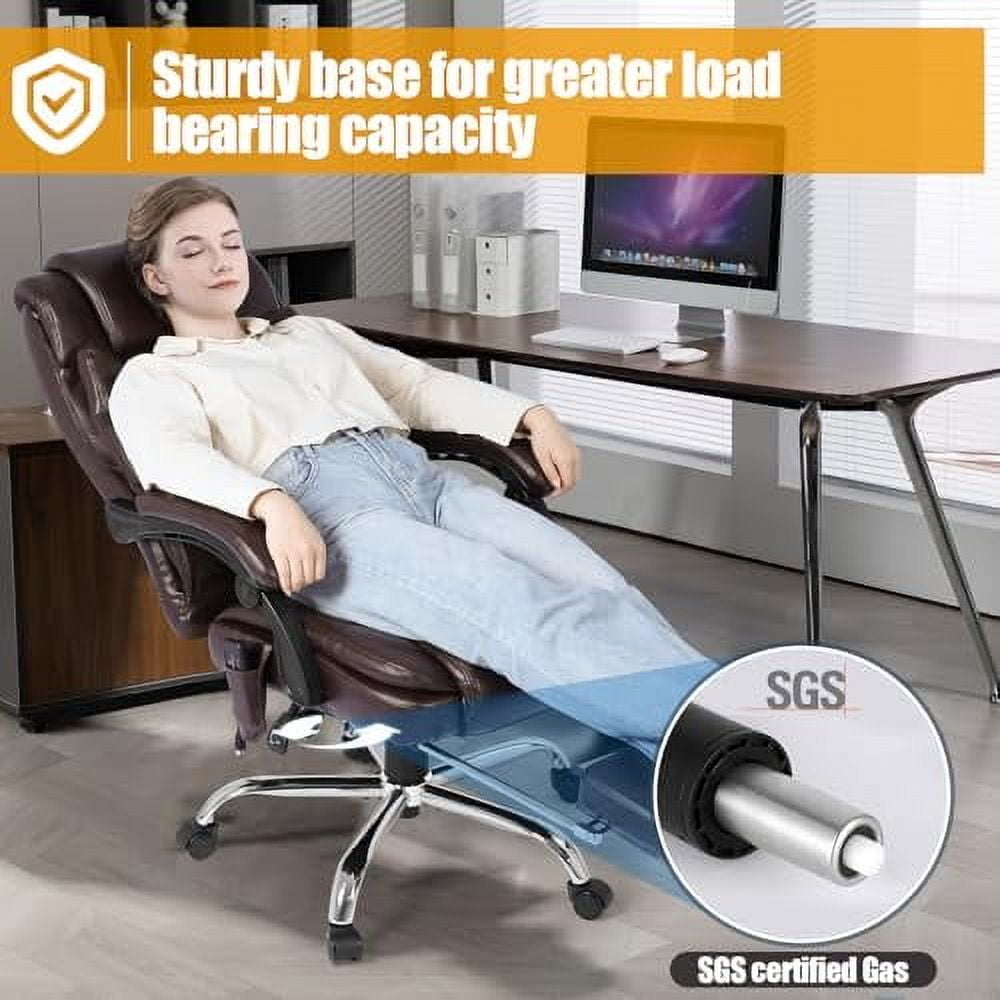 400lbs Executive Leather Office Chair with Ergonomic Design and ...