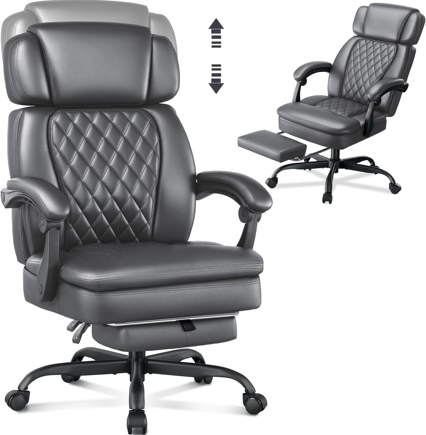 400lbs Executive Office Chair with Foot Rest for Heavy People ...