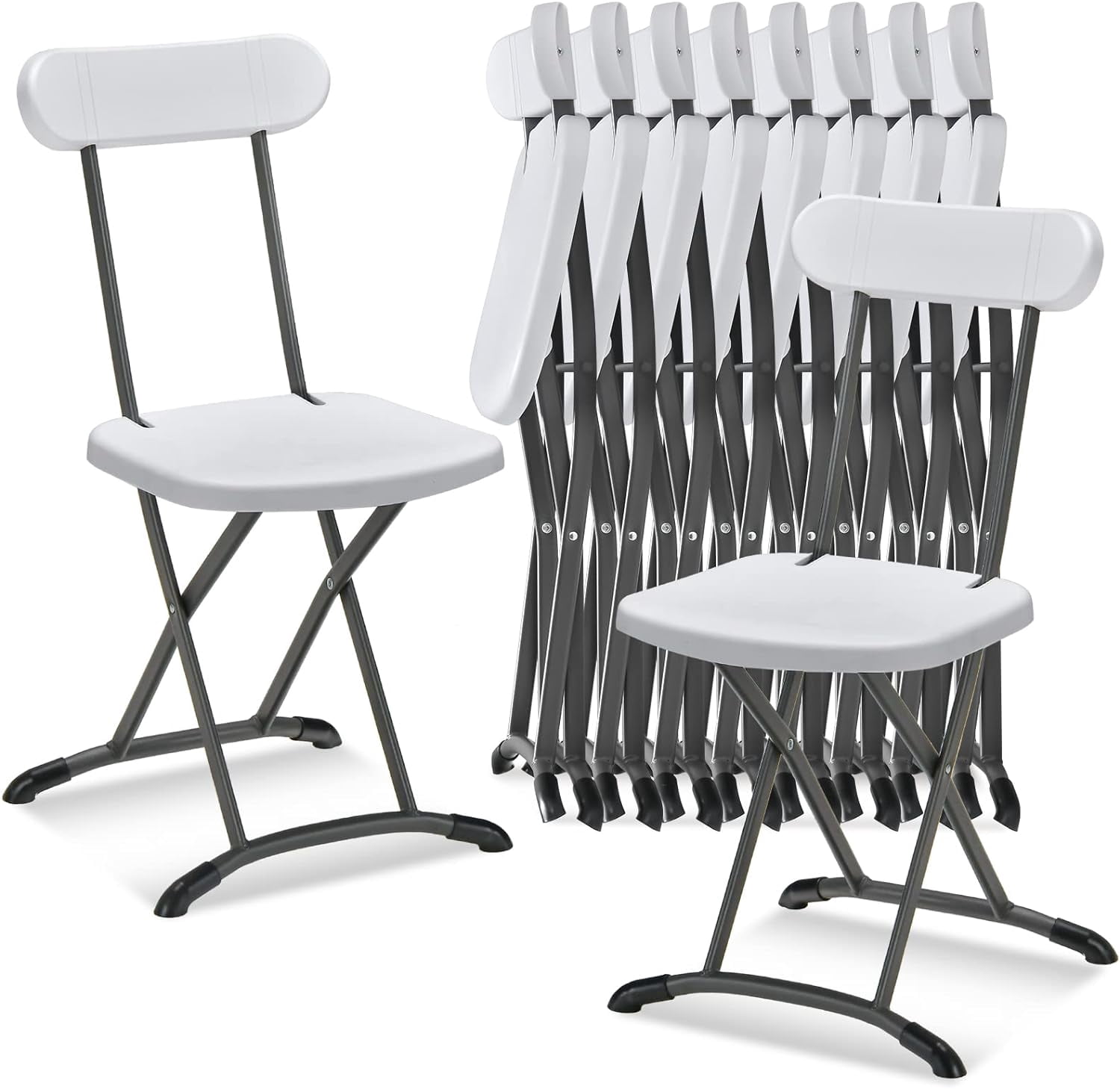 400lbs Plastic Chairs Set with Steel Frame & Ergonomic Curved Back ...