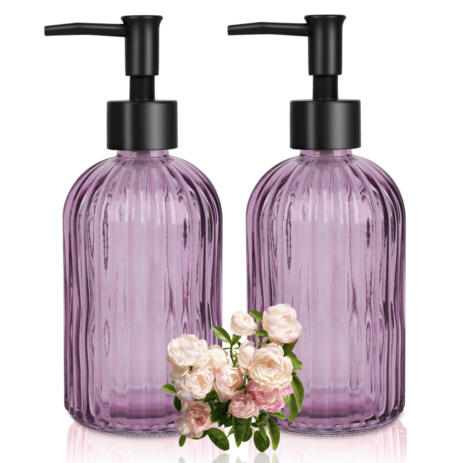 400ml (13.5oz) 2-Pack Soap Dispensers, Purple & Black Stripe Diamond ...