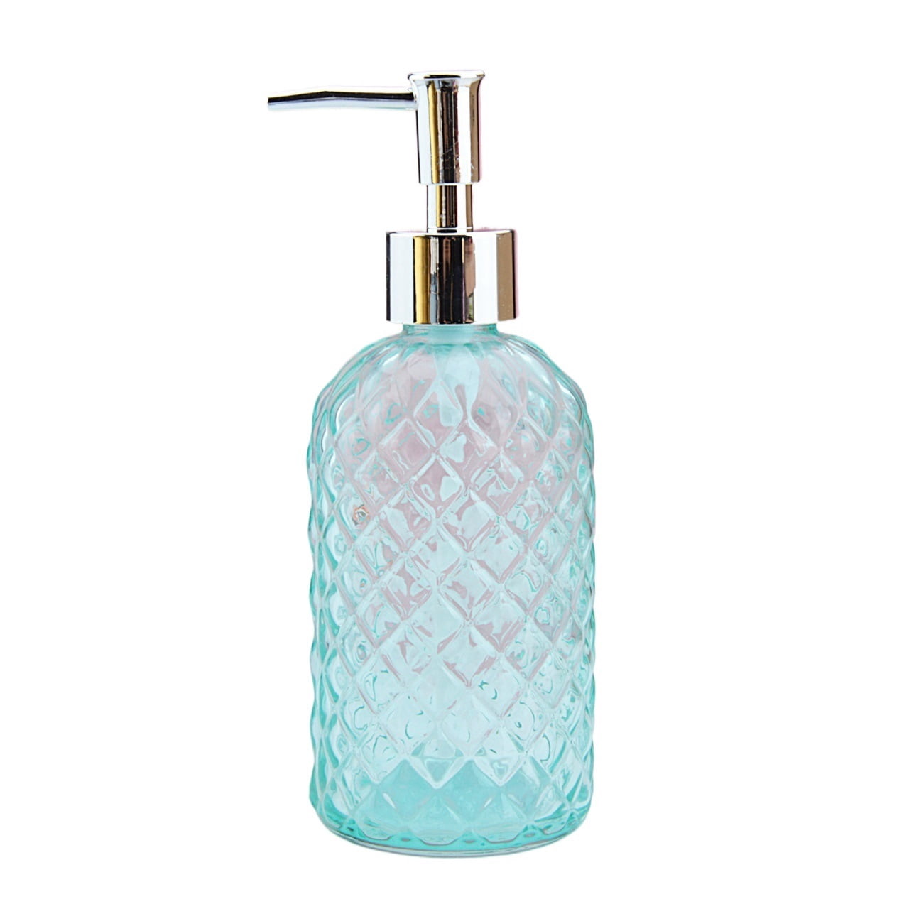 400ml Diamond-Shaped Light Blue Transparent Glass Hand Sanitizer Bottle ...