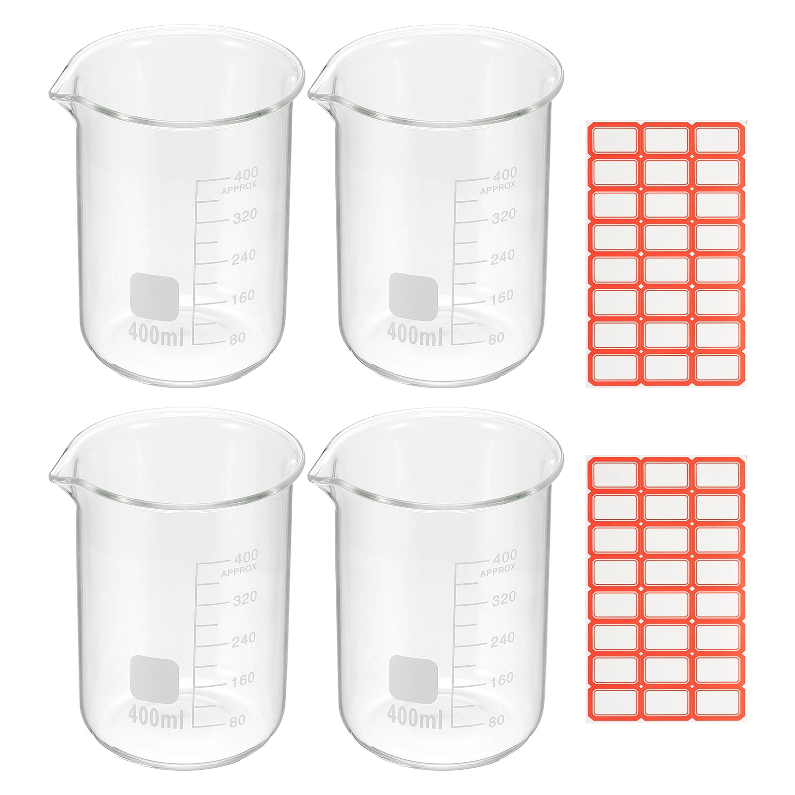 400ml Glass Beaker, 4 Pack Measuring Glass Beaker Graduated ...