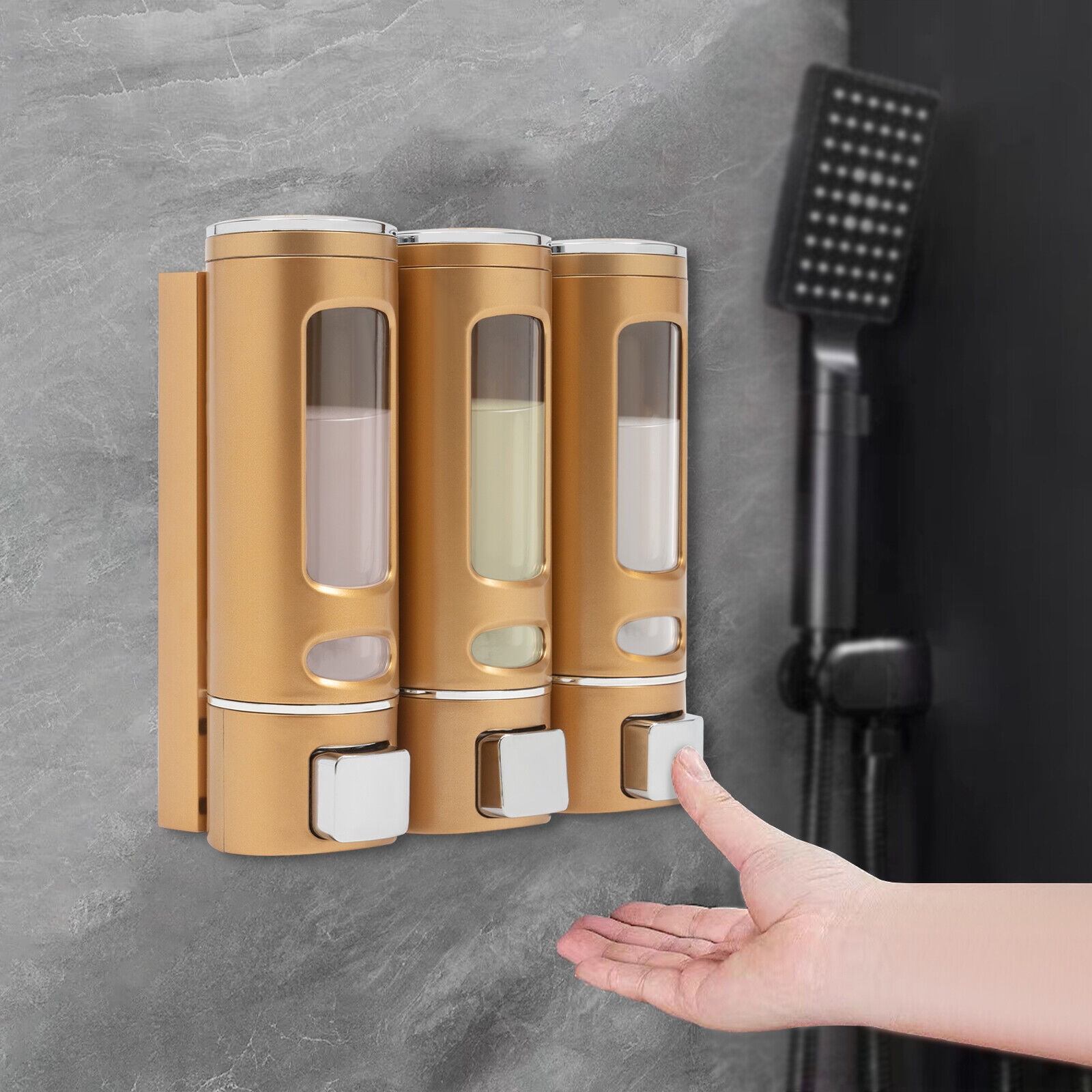 400ml Bathroom Hotel Manual Three Head Soap Dispenser Hotel Toilet Wall ...