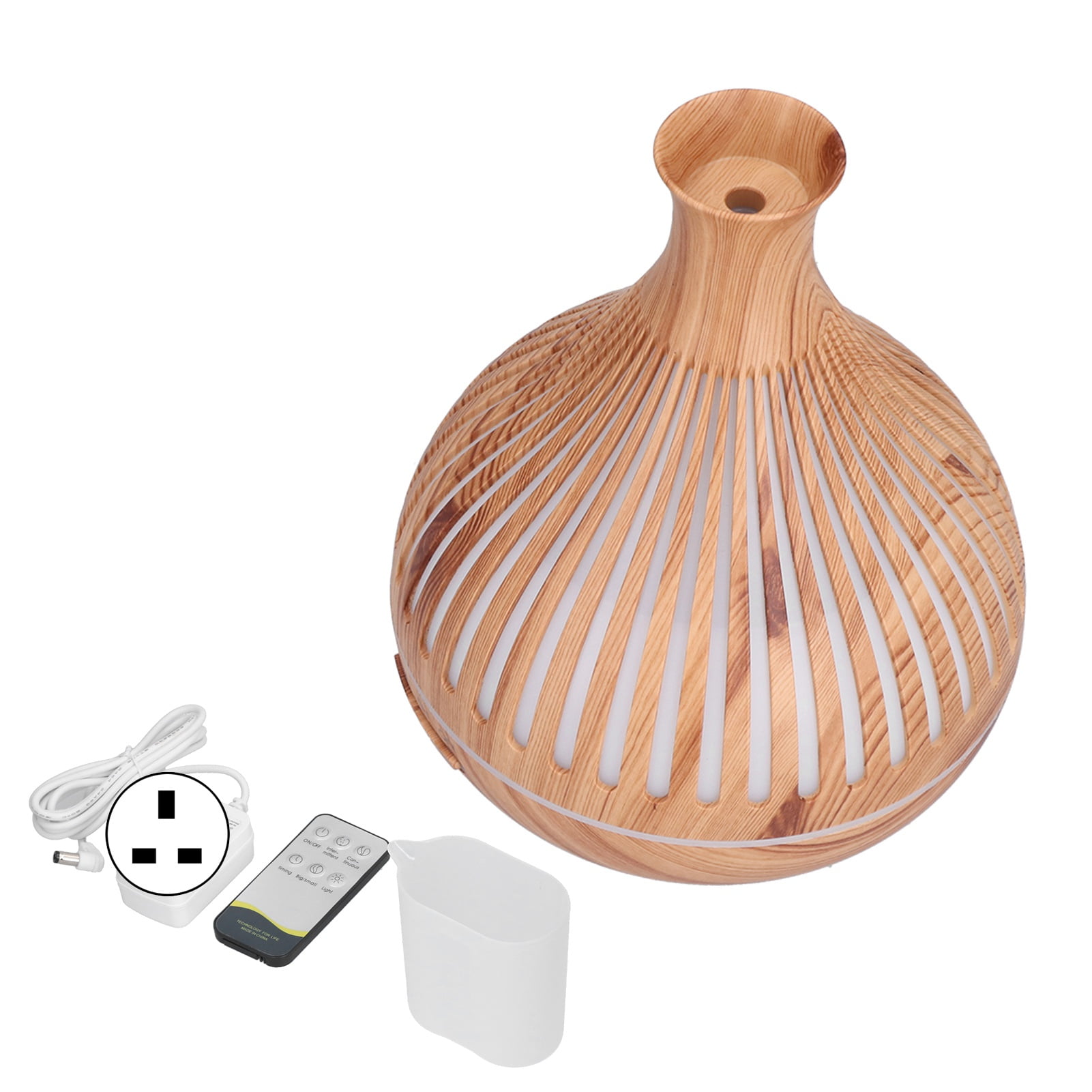 400ml Wood Grain Desktop Humidifier with Color LED Remote Control ...