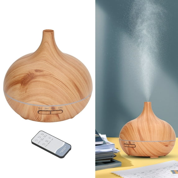 400ml Wood Grain Diffuser W/ LED Lights Remote, Ultra Quiet ...