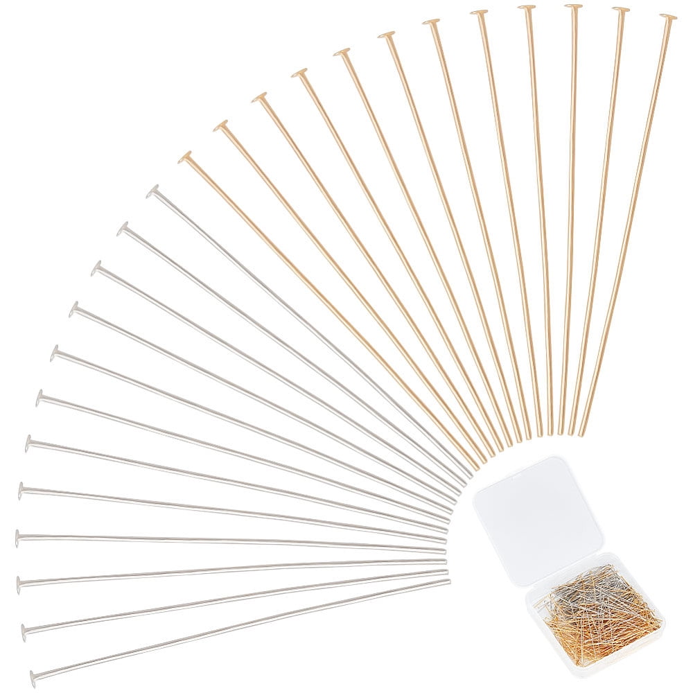 400pcs 2 colors 304 Stainless Steel Flat Head Pins Metal Bead Pins Eye ...