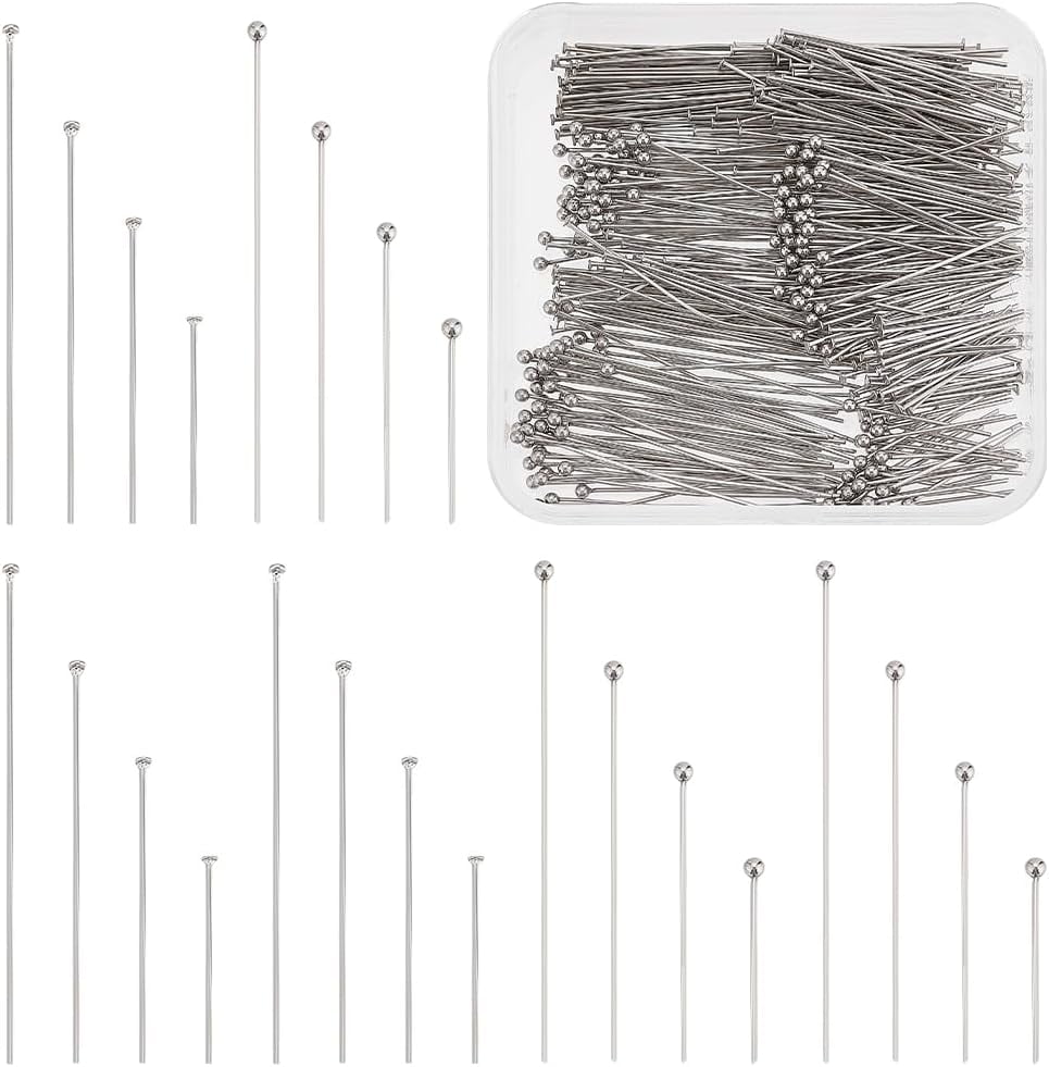 400pcs 4 Sizes Ball Head Pins Flat Head Pins Kit 304 Stainless Steel ...
