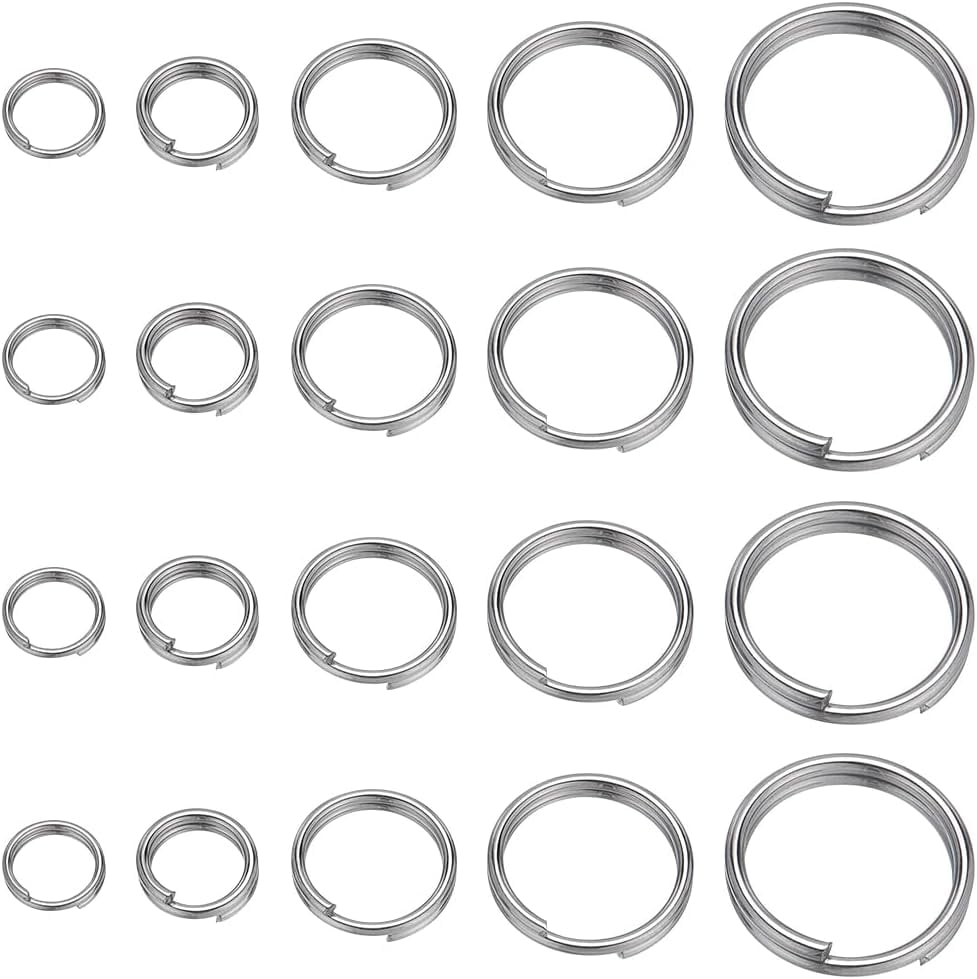 400pcs 5 Styles 304 Stainless Steel Split Rings Double Loops Jump Rings Stainless Steel Color 5 ...