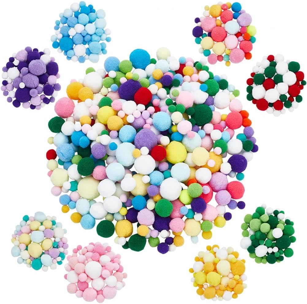 400pcs 8 Colors 8~30mm Pompom Puff Balls Mini Soft Craft Pom Pom Balls ...